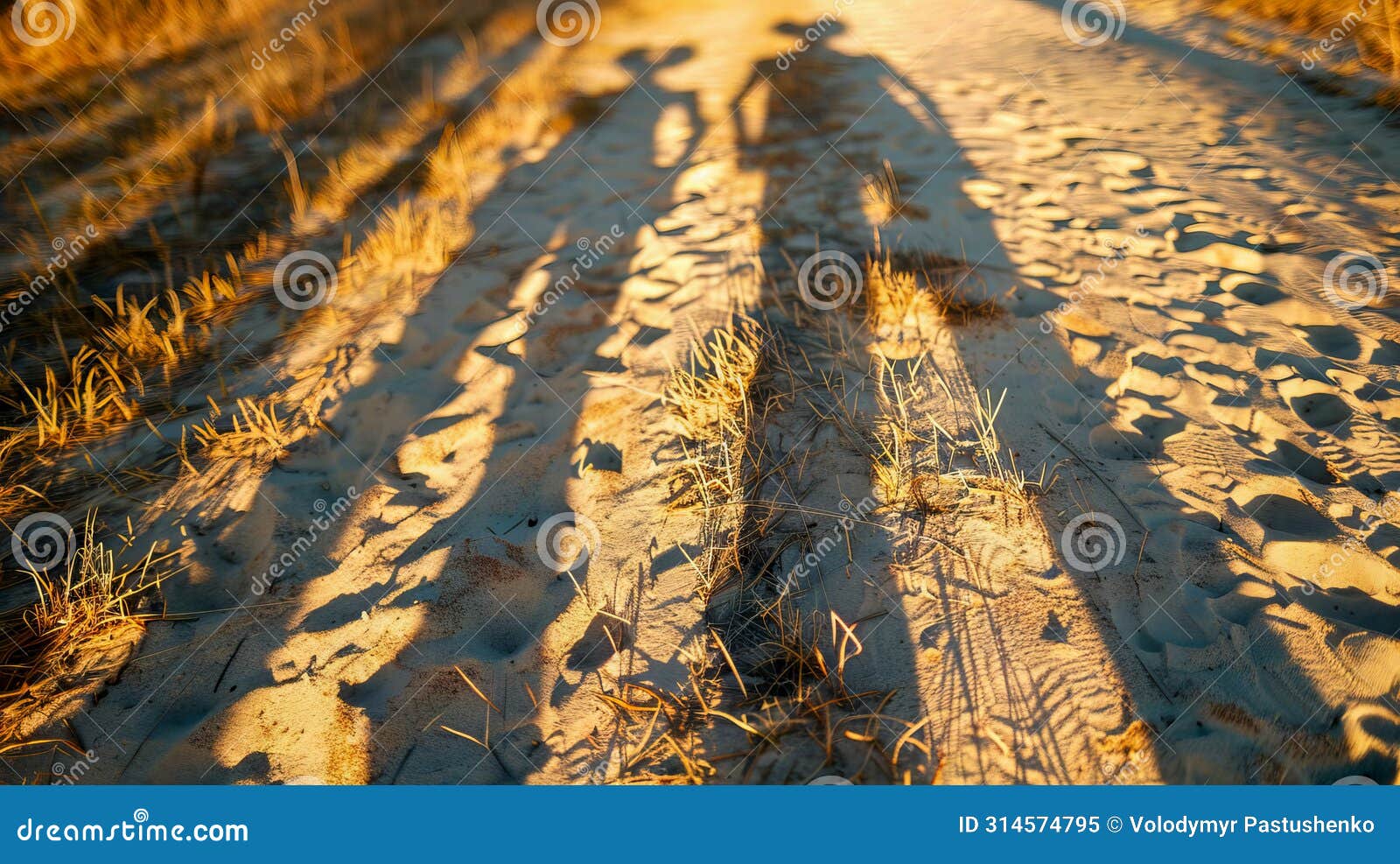 Two People Walking on a Dirt Road with Their Shadows Stock Image ...