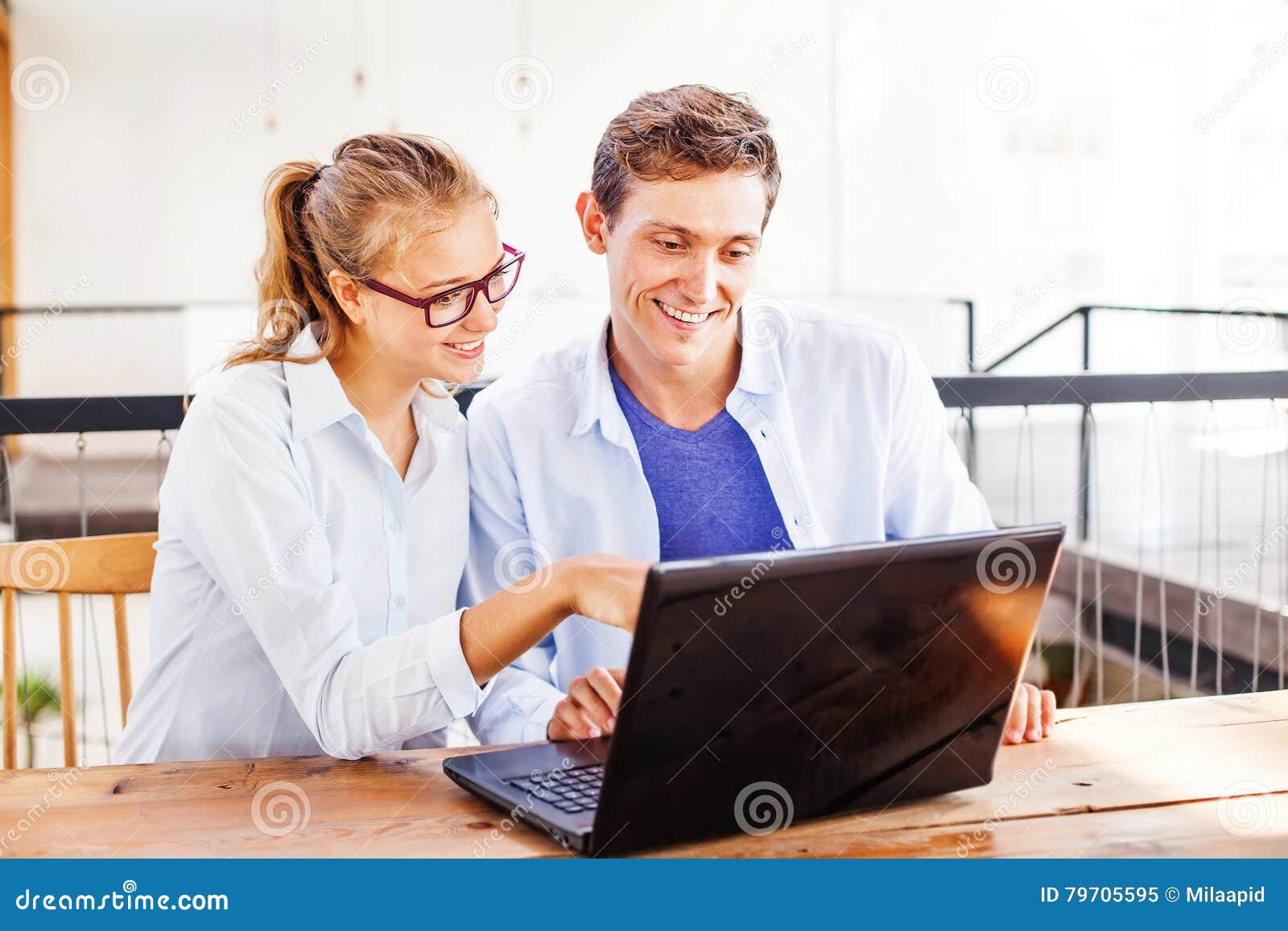 Two People Working on Laptop Stock Image - Image of crime, colleague ...