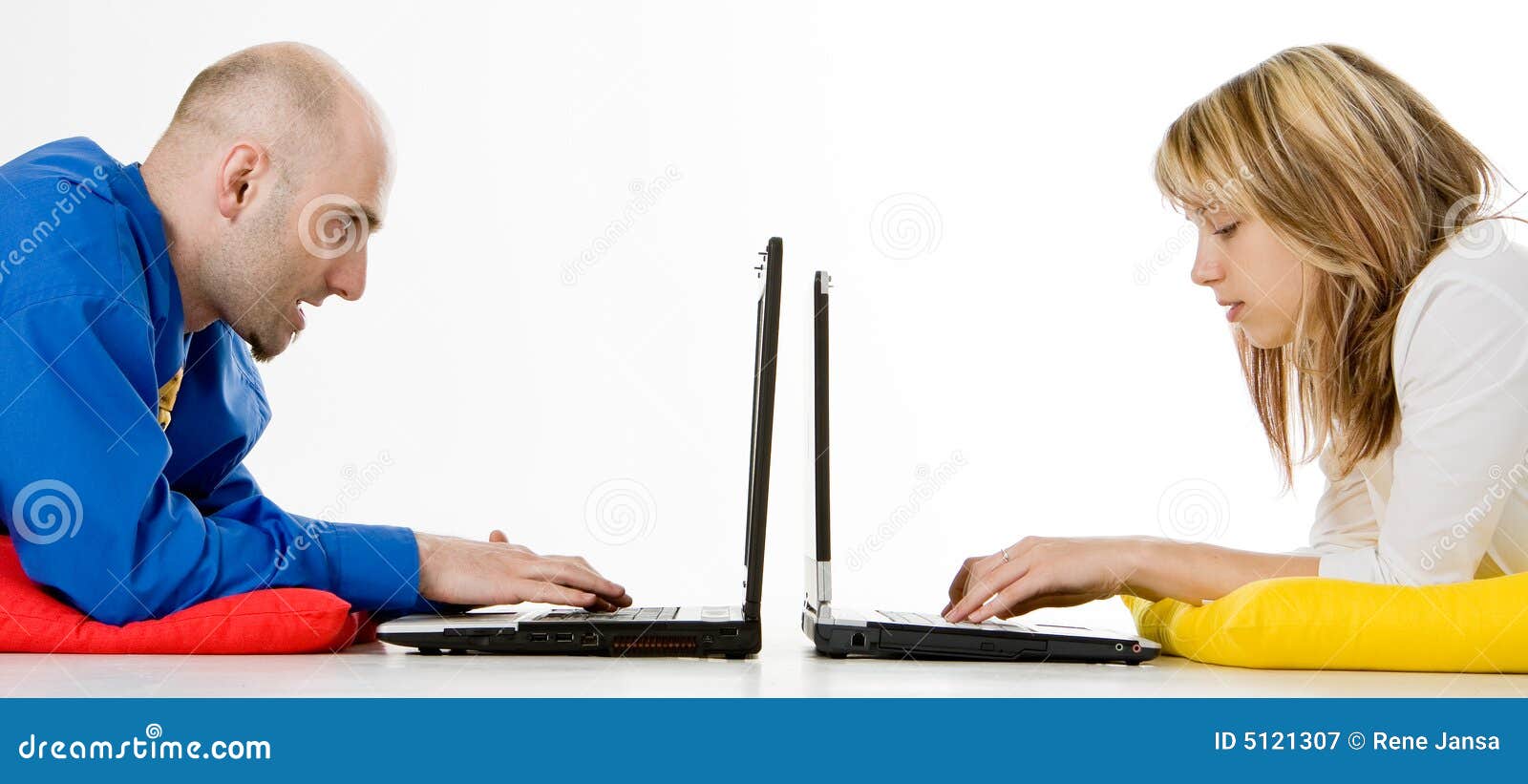 Two People Working on Laptops Stock Image - Image of male, pillow: 5121307 Two People Working on Laptops Stock Image - Image of male, pillow: 5121307