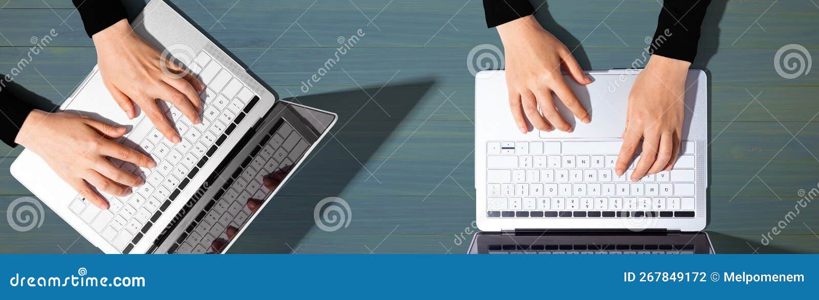 Two People Working Together with Laptop Stock Photo - Image of teamwork ...