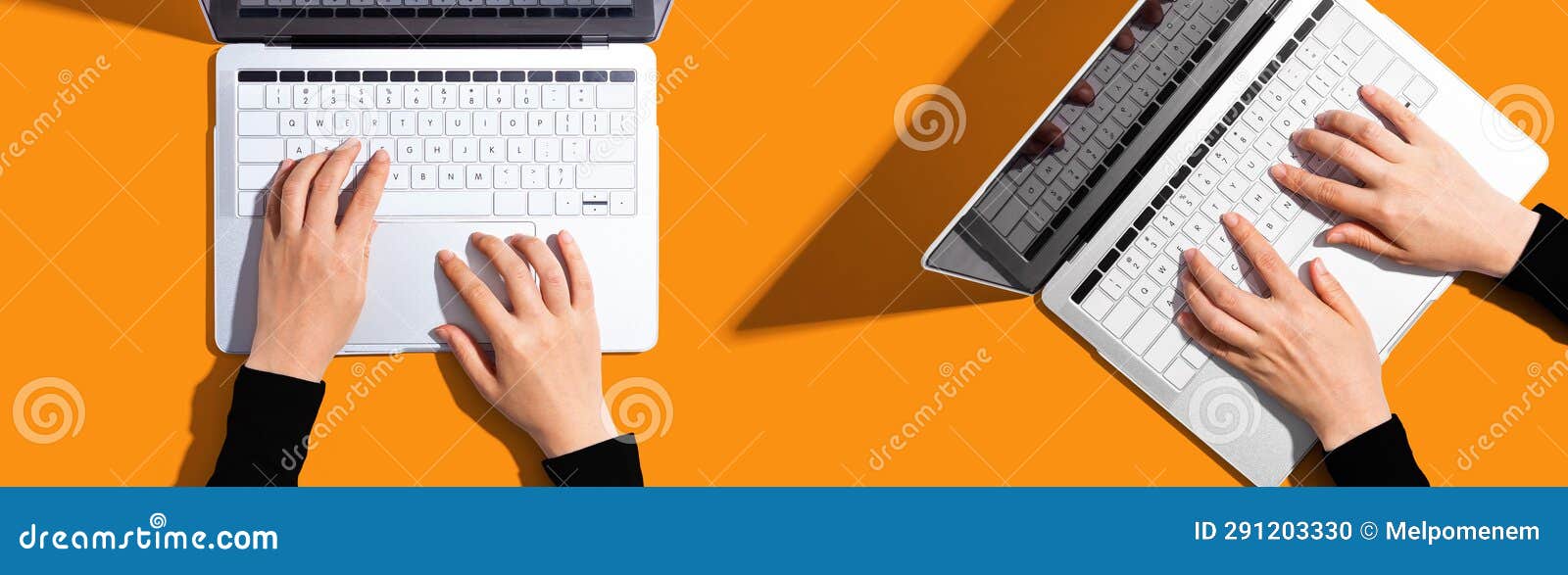 Two People Working Together with Laptop Stock Photo - Image of home ...