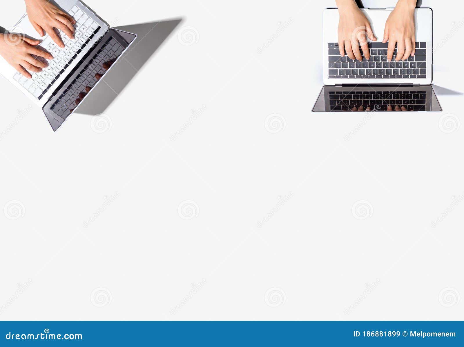 Two People Working Together with Laptops Stock Image - Image of flat ...