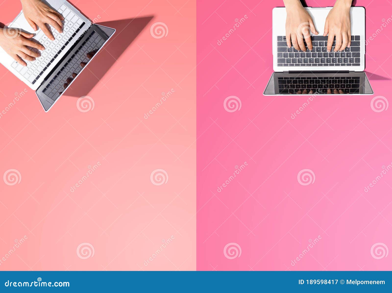 Two People Working Together with Laptops Stock Image - Image of office ...