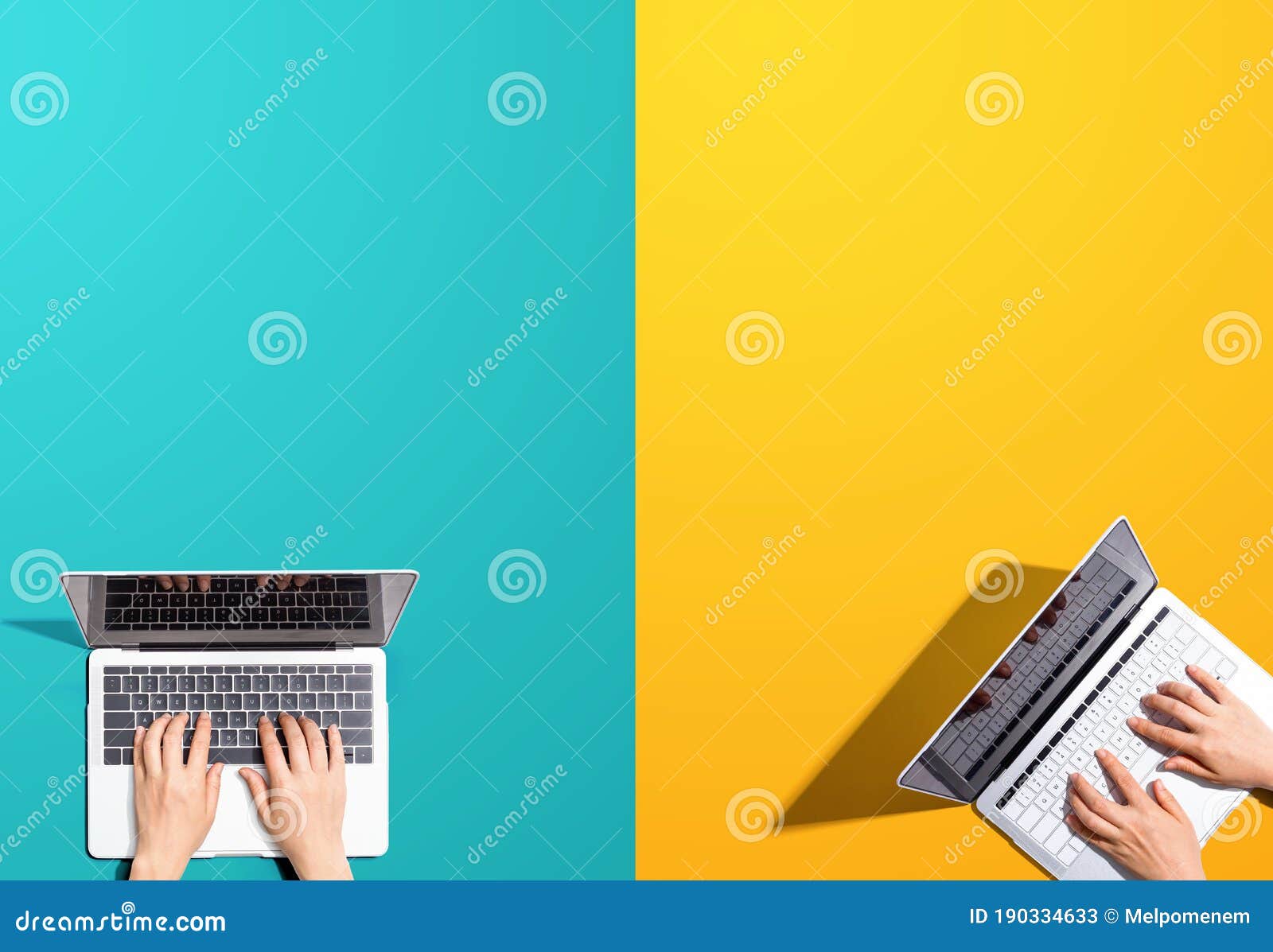 Two People Working Together with Laptops Stock Image - Image of concept ...