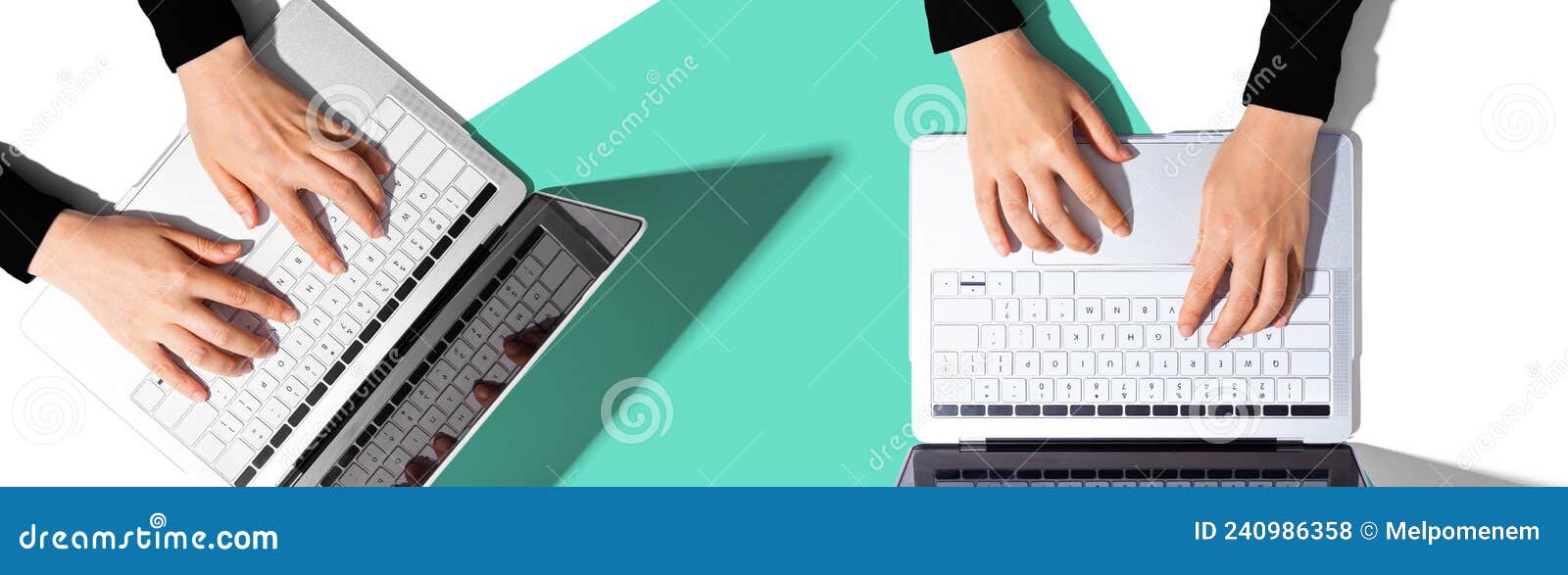 Two People Working Together with Laptop Stock Photo - Image of desk ...