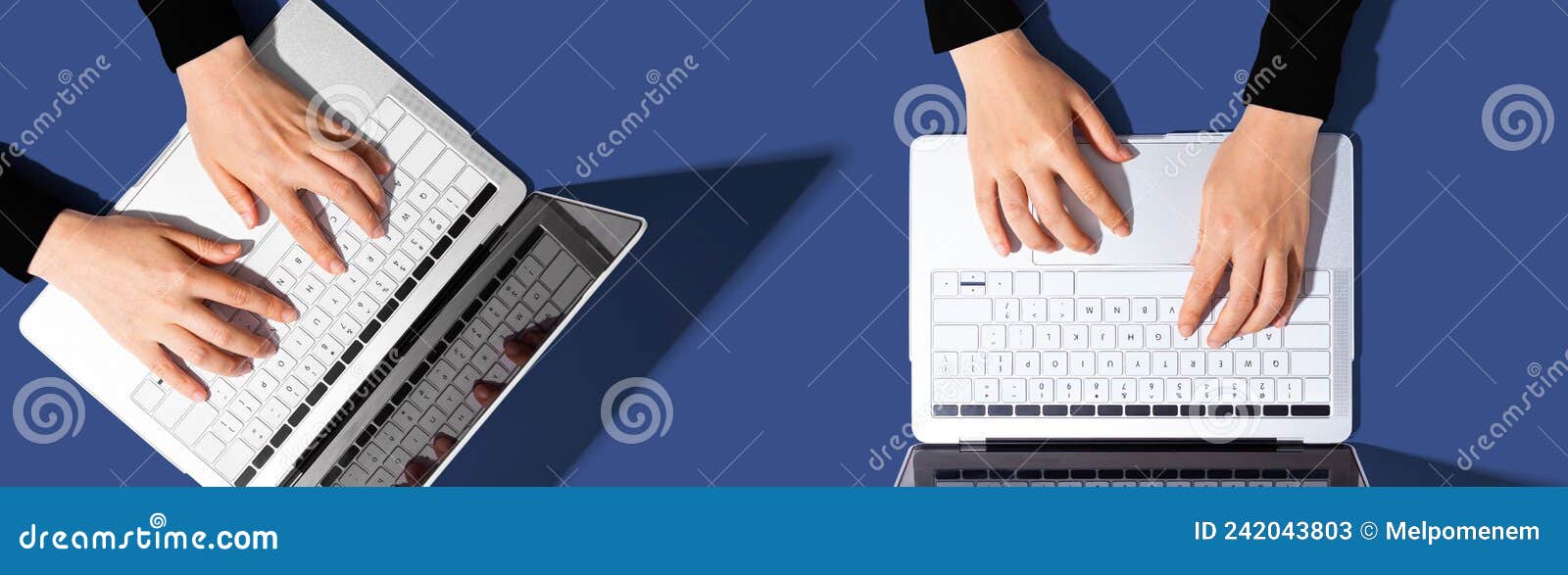 Two People Working Together with Laptop Stock Image - Image of ...