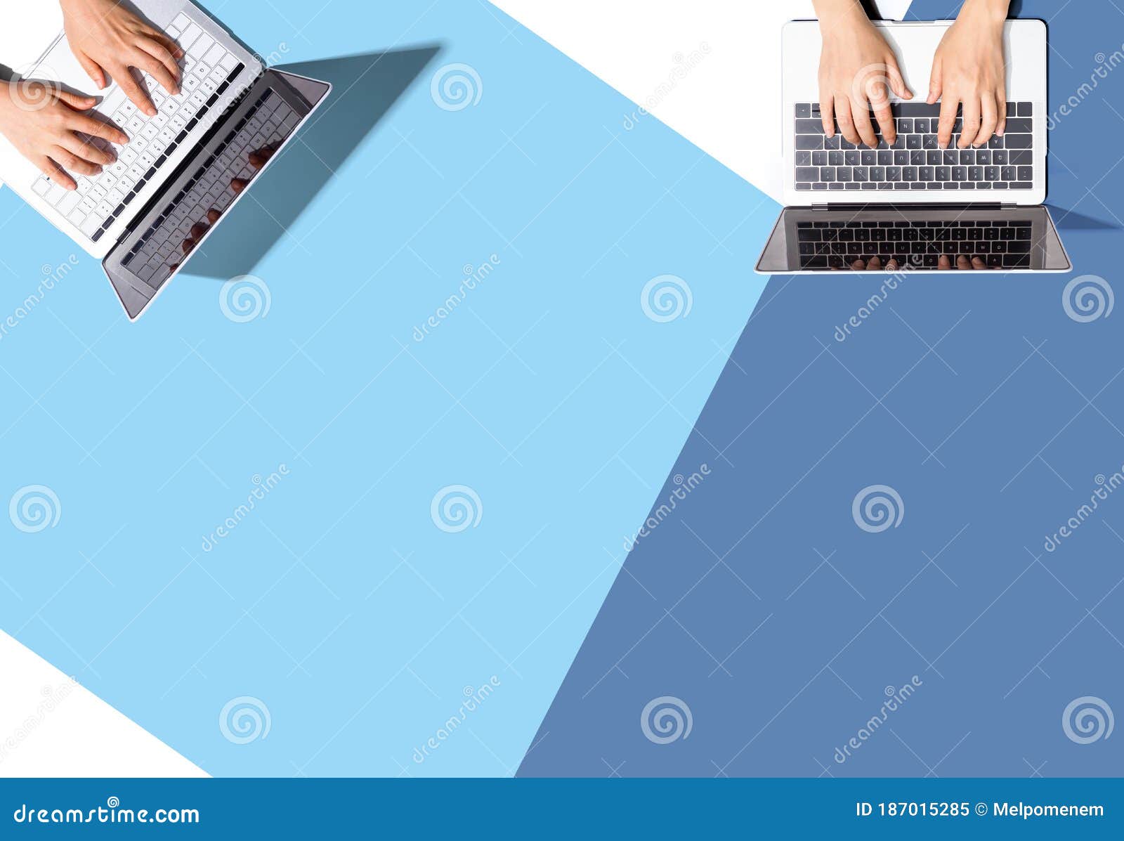 Two People Working Together with Laptops Stock Image - Image of ...