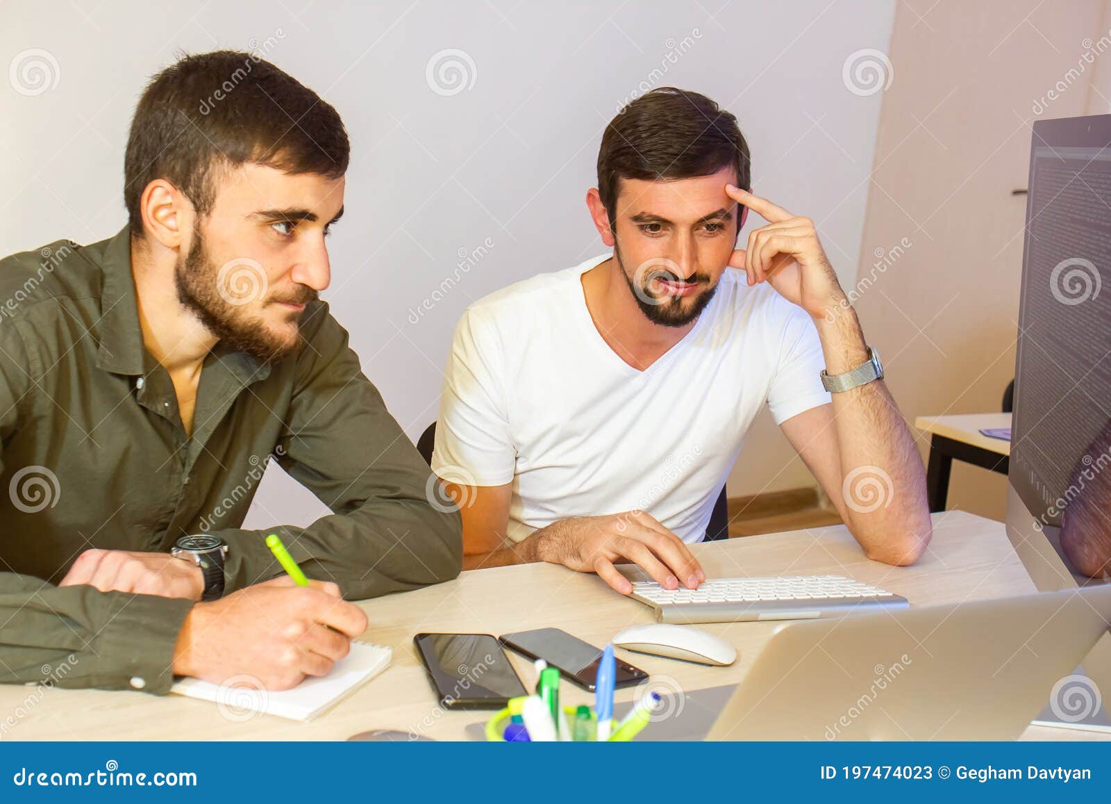 Two People Working Together in Office Stock Image - Image of exercise ...