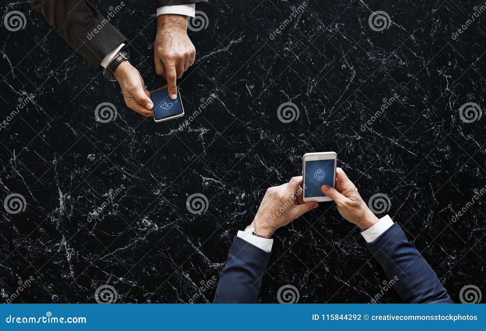 Two Person Holding White And Black Android Smartphones Picture. Image ...