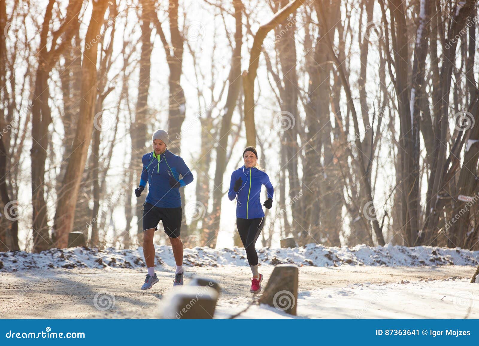 Two Person Jogging in Nature Stock Image - Image of forest, outdoor ...