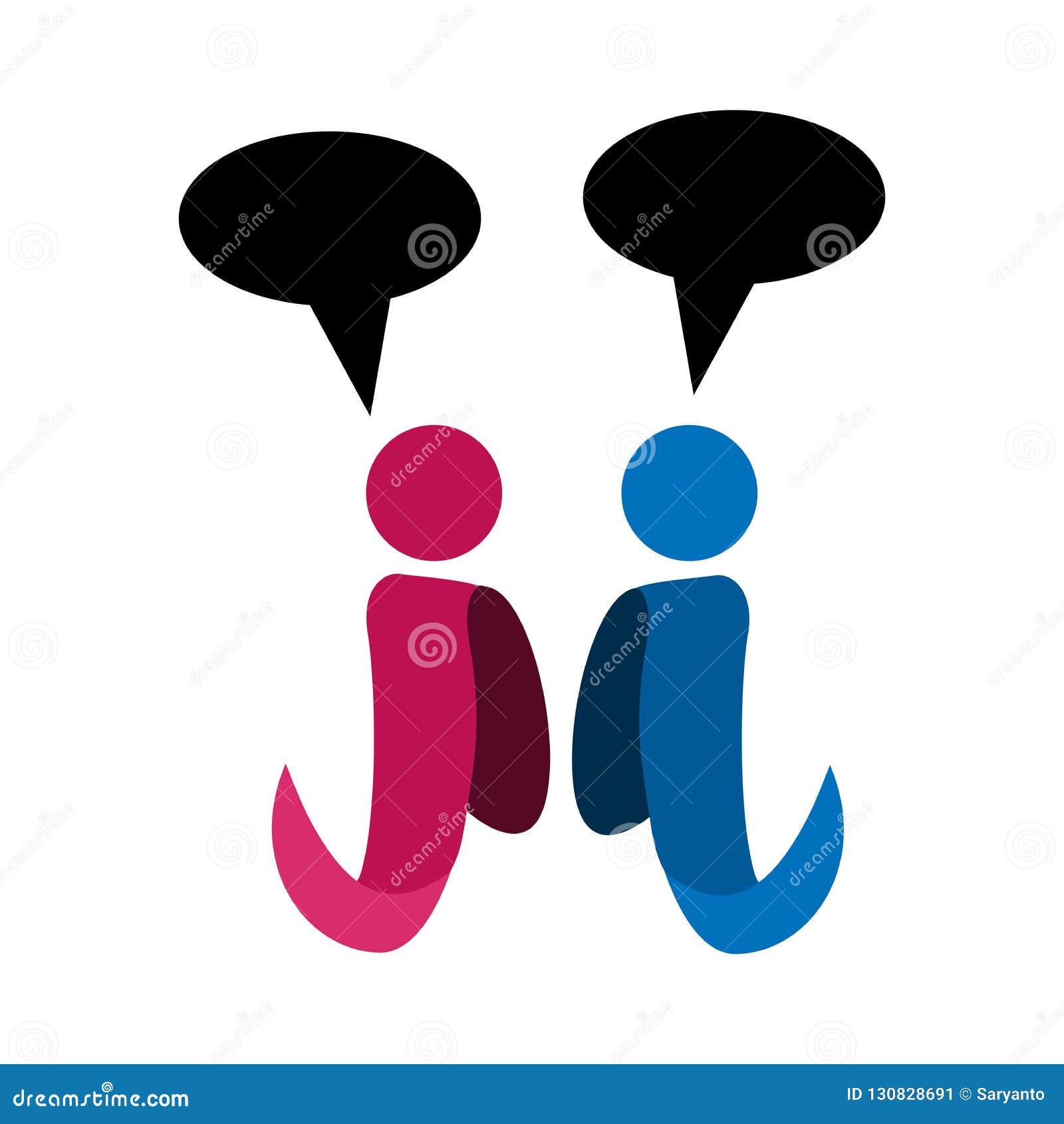 Two Persons are Having Discussion and Chatting Vector Illustration ...