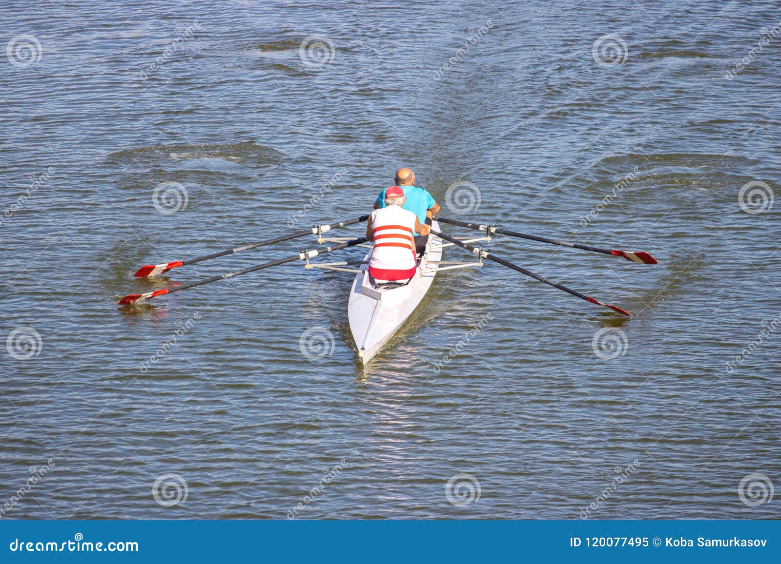 Two Persons Rowing Boat on Arno River, Florence, Italy Editorial Image ...