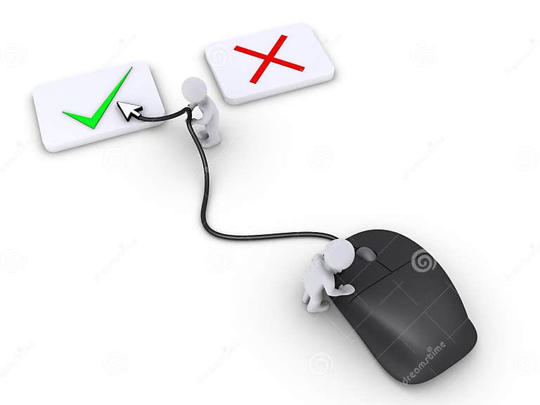Two Persons Select Right Choice Using Mouse Stock Illustration ...
