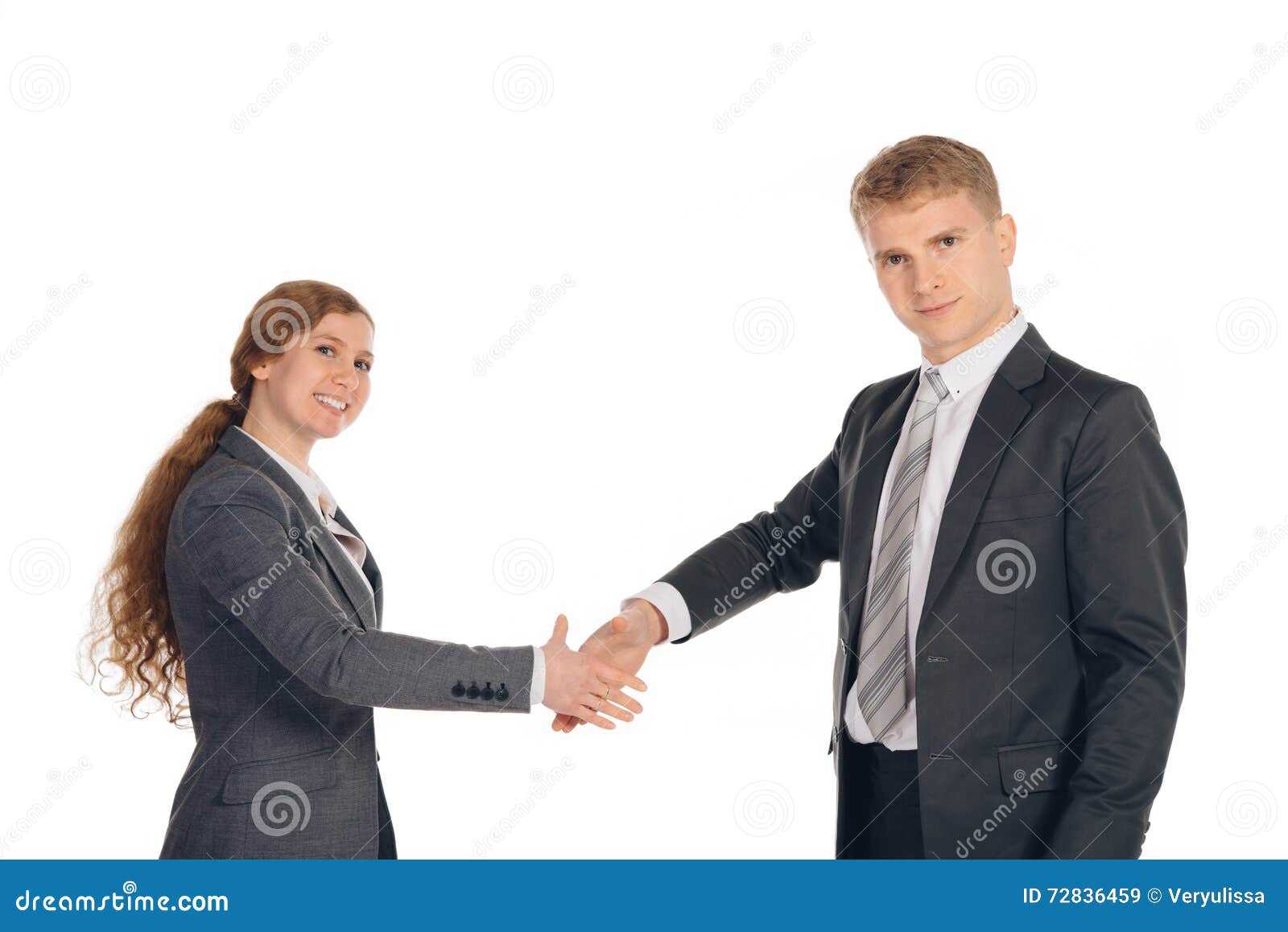 Two Persons in Suits Given Hands Stock Image - Image of confident ...