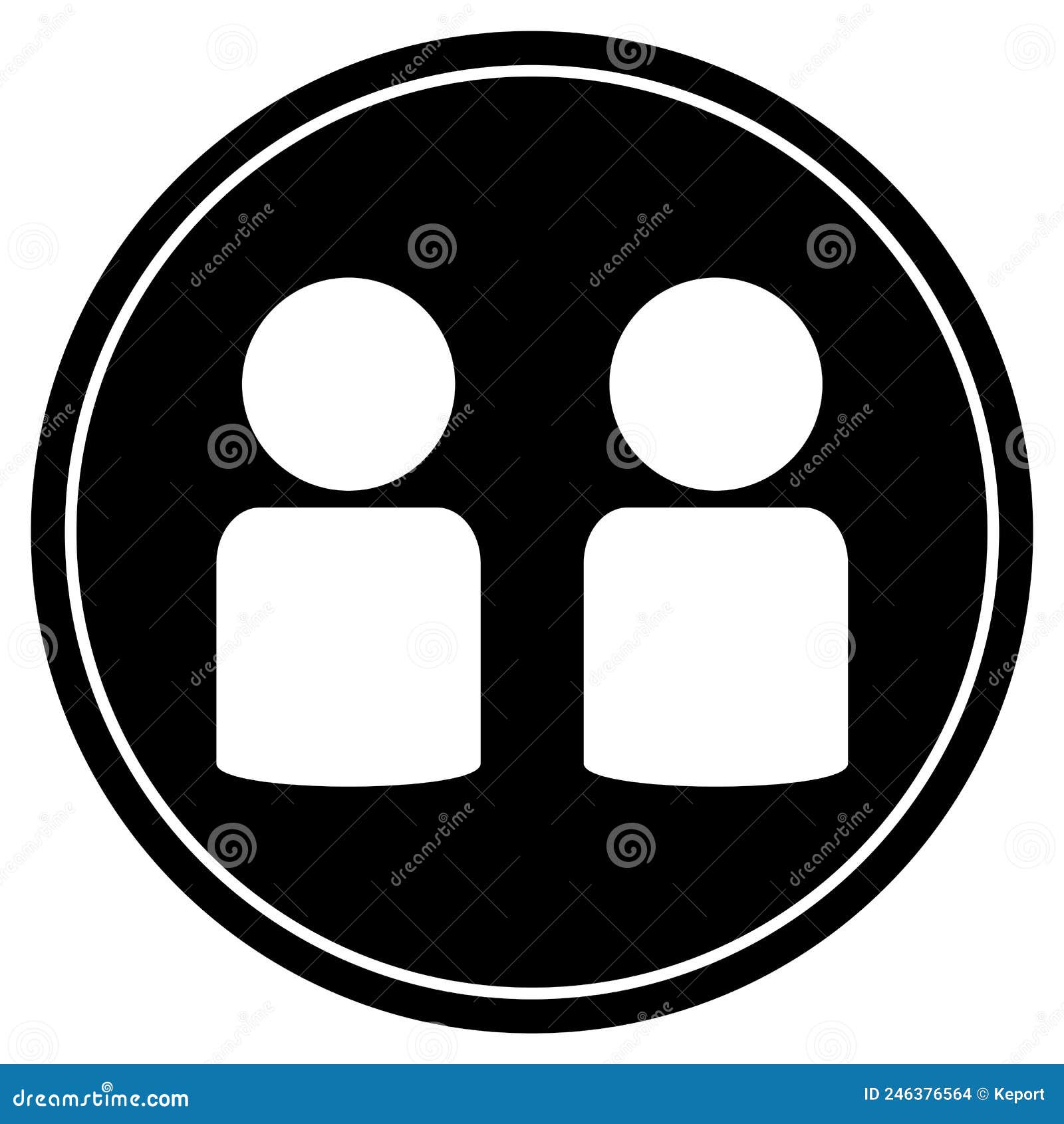 Two Persons Symbol on Black Button with White Frame Stock Illustration ...