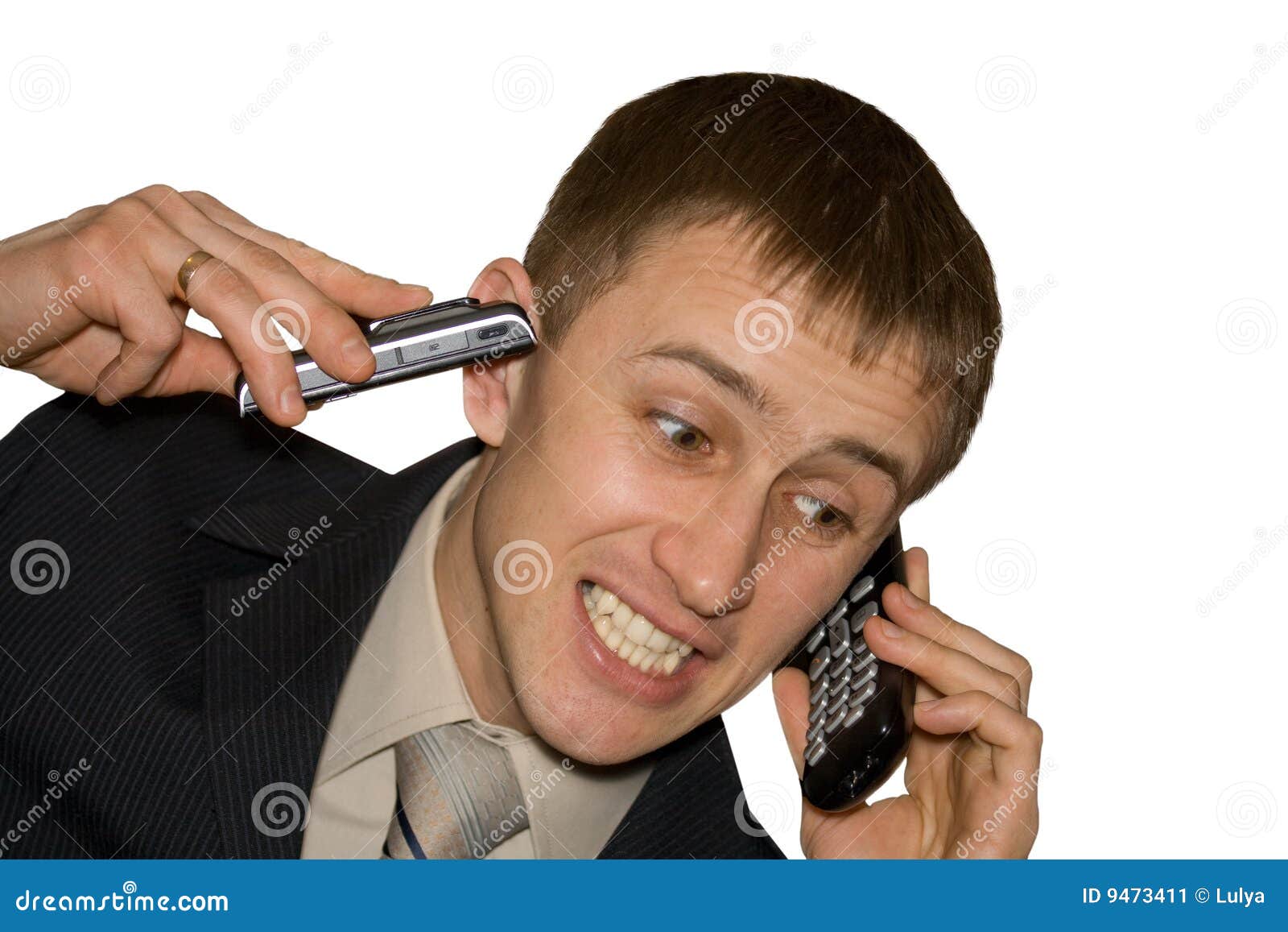 Two phones stock image. Image of businessperson, cheerful - 9473411