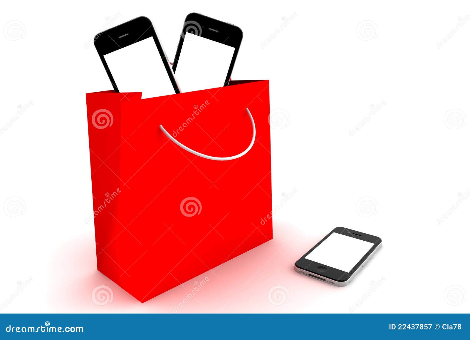 Two phones in a bag stock illustration. Illustration of message - 22437857