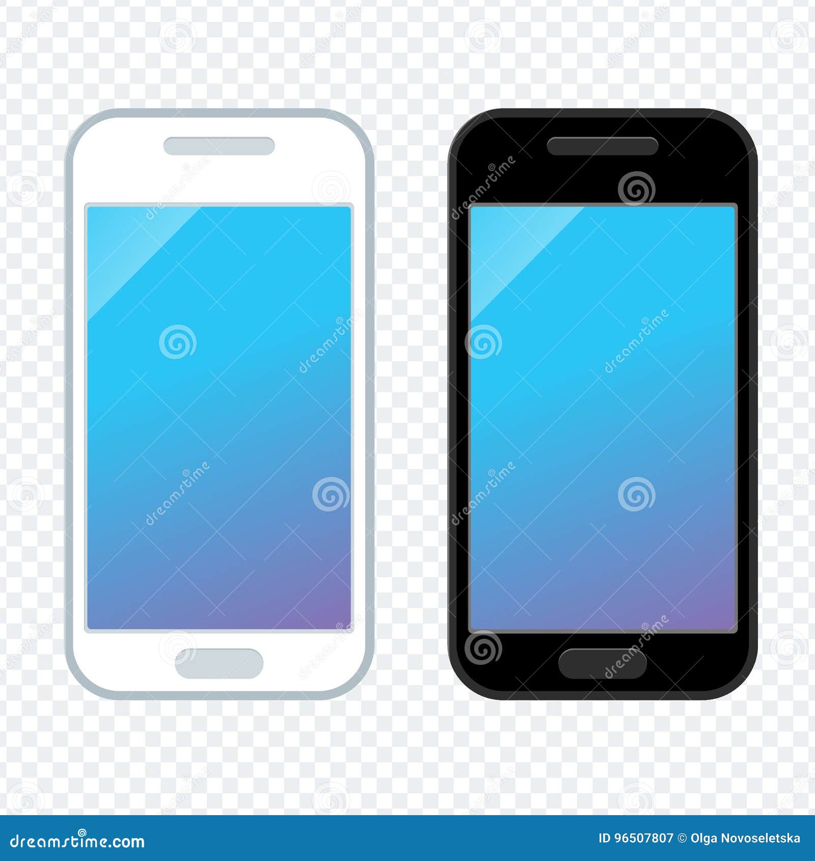 Two phones blue screen stock vector. Illustration of isolated - 96507807