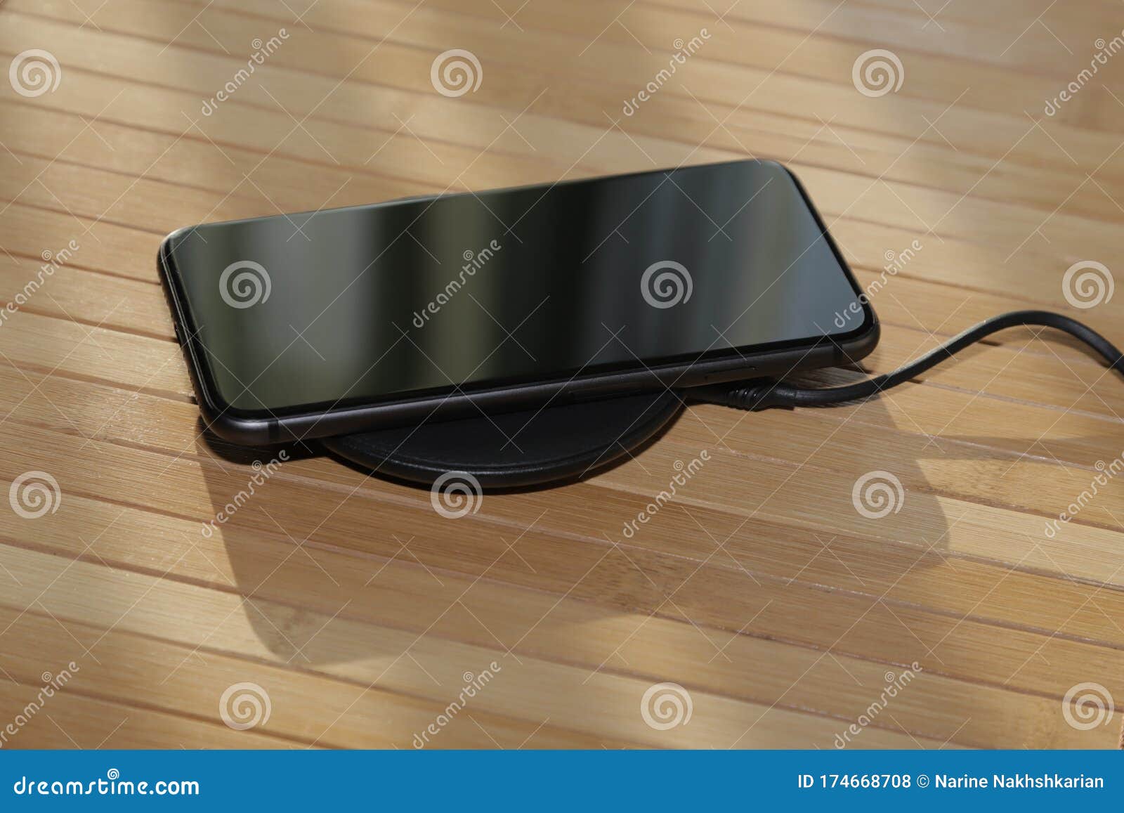 Two Phones on Charging One Wired Another Wireles Stock Photo - Image of ...