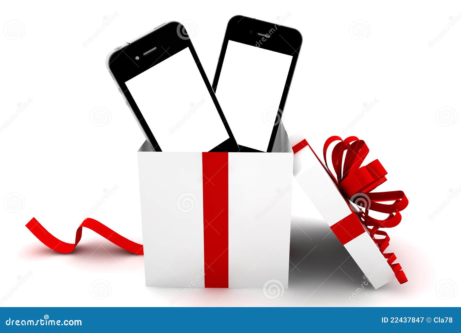 Two phones in a gift stock illustration. Illustration of ribbon - 22437847