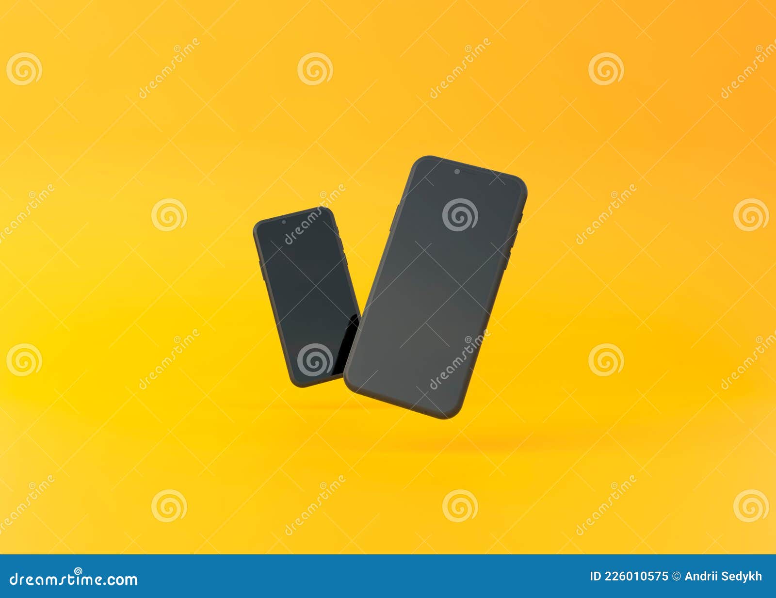 Two Phones Mockup are Hovering on a Yellow Background Stock ...