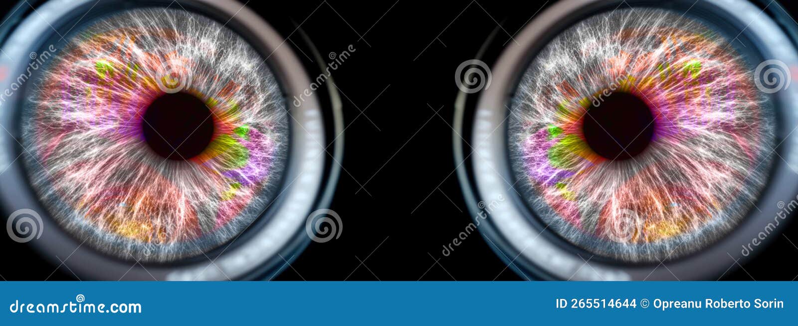Two Photo Camera Lens with Multicolored Eye Stock Photo - Image of ...