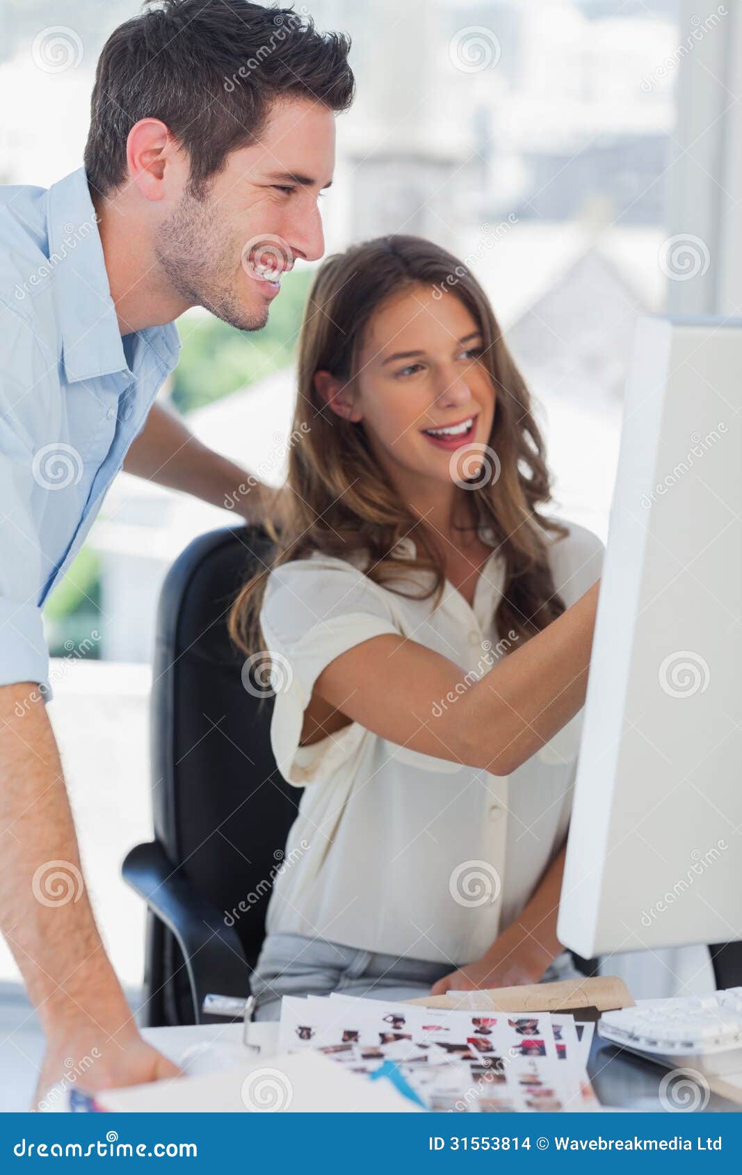 Two Photo Editors Working Together on a Computer Stock Photo - Image of ...
