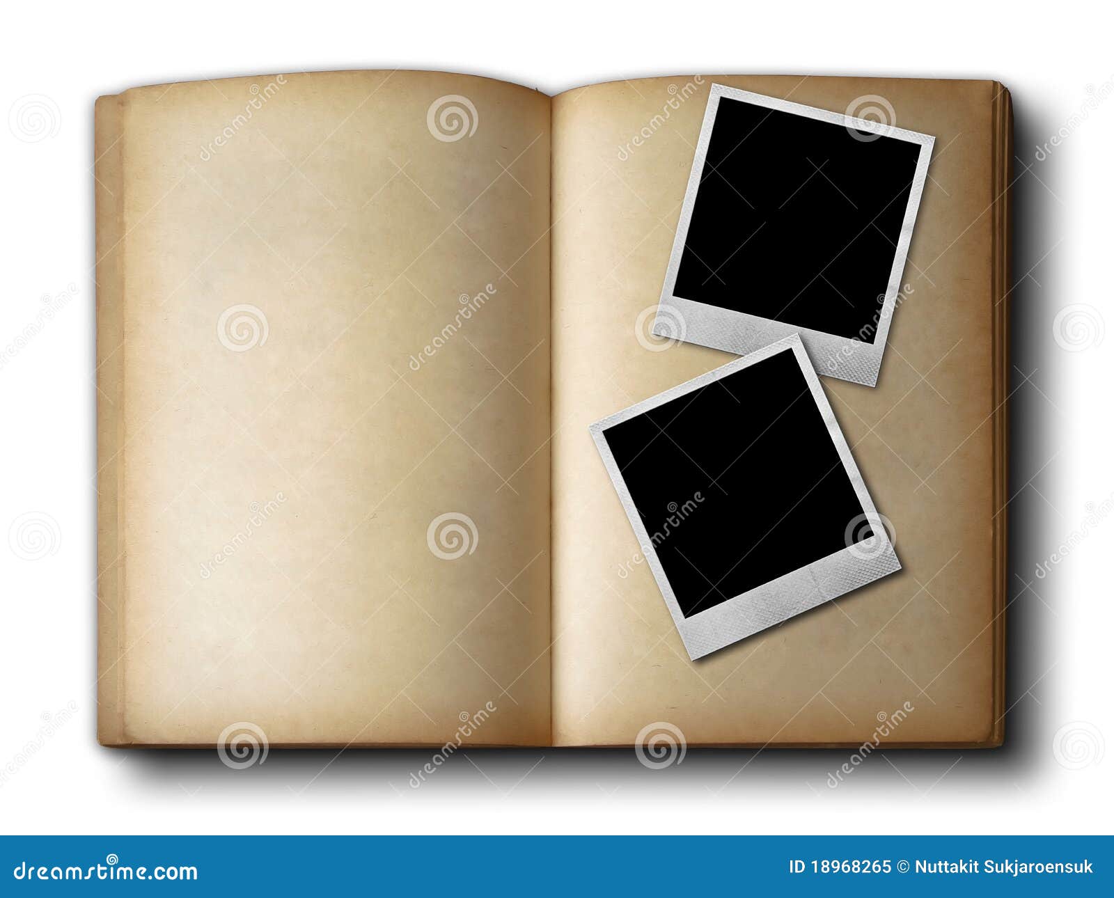 Two Photo Frames on Old Open Book Stock Image - Image of page, ancient ...