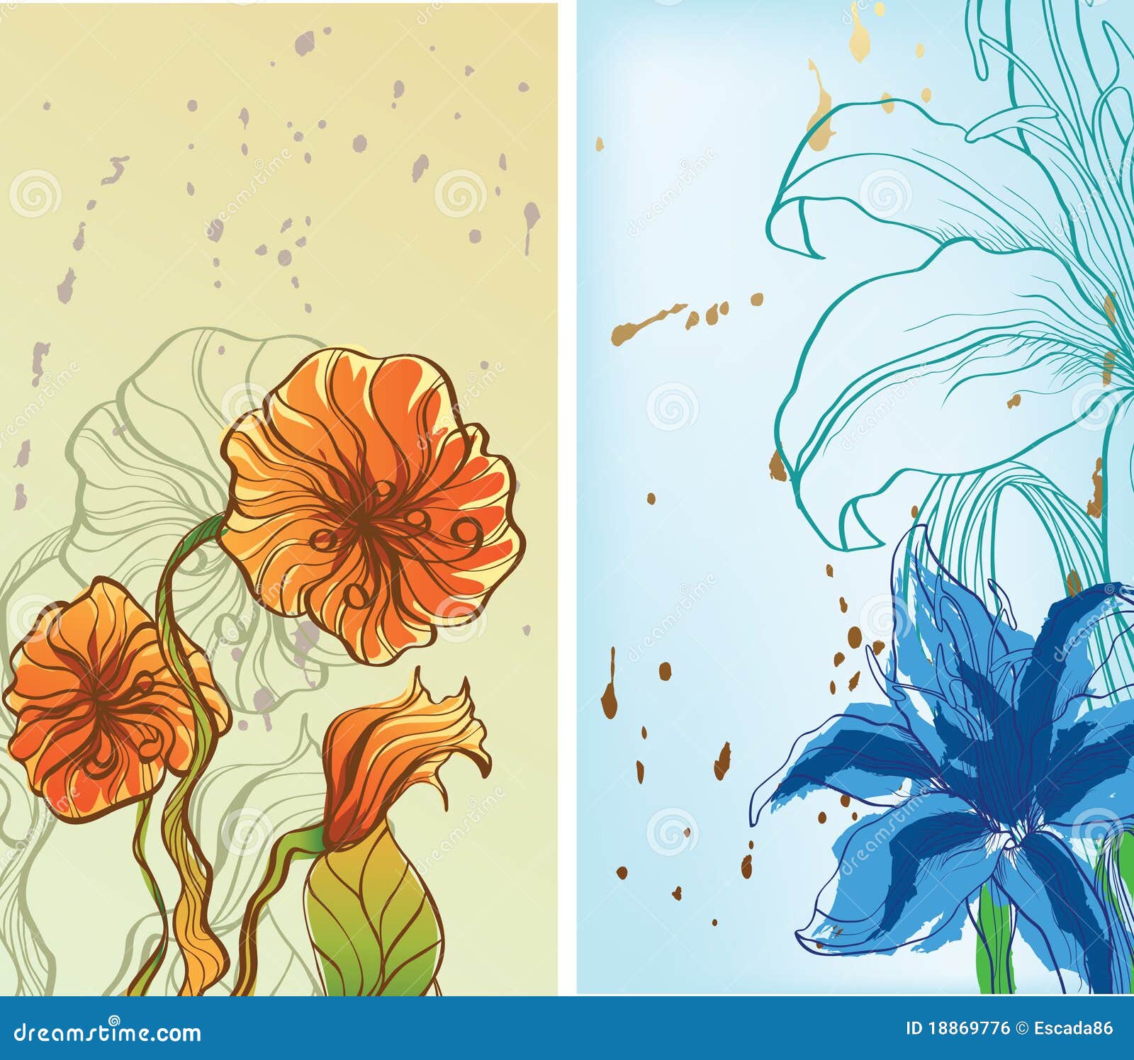 Two pictures with flowers stock vector. Illustration of imagery - 18869776
