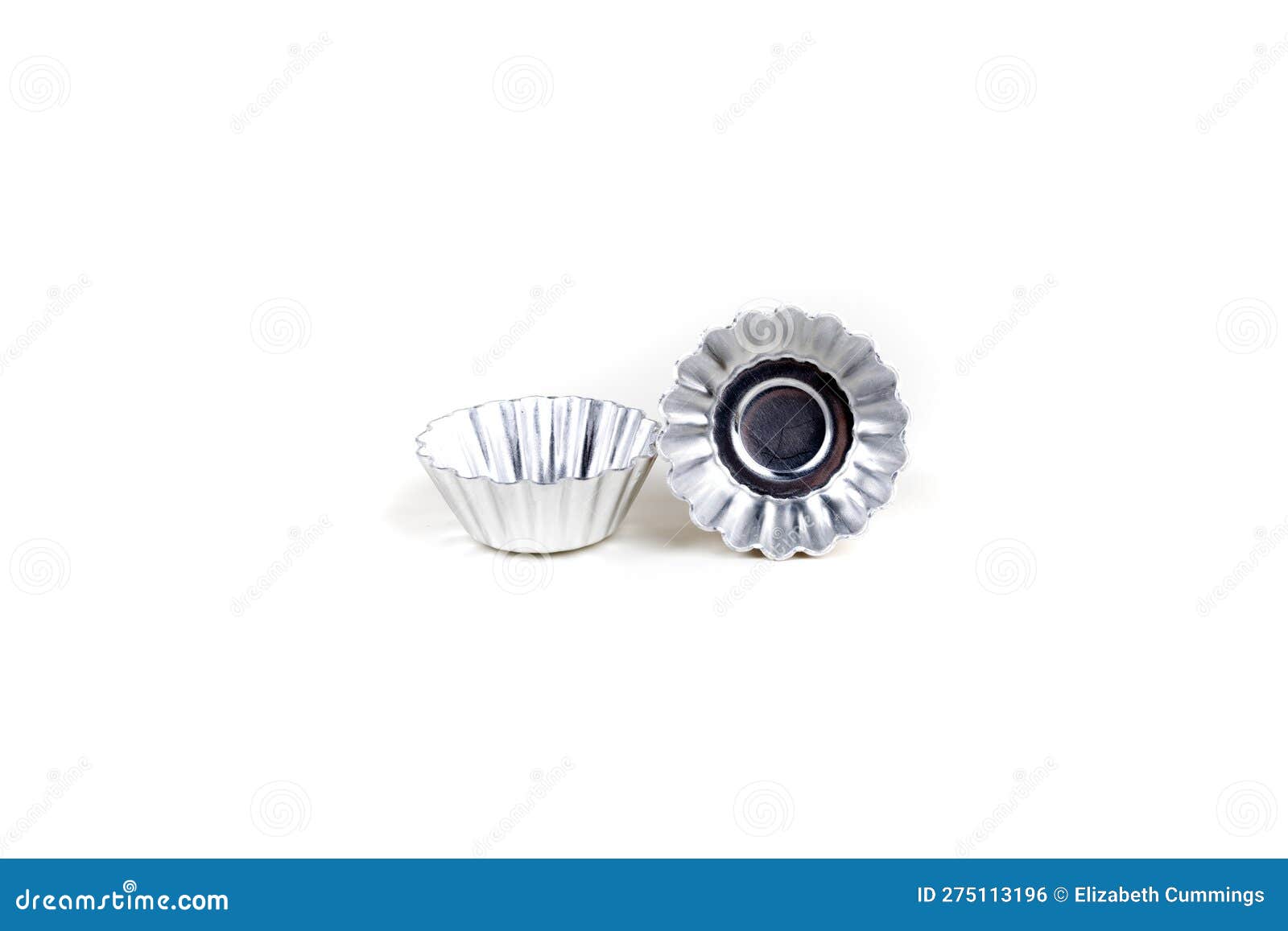 Two Pie Tins Arranged Face Up and Side View Isolated Over White Stock ...