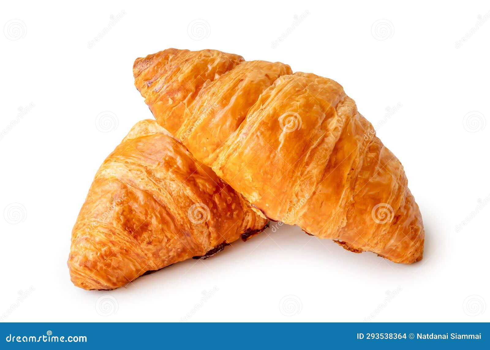 Two Piece of Croissant in Stack Isolated on White Background with ...