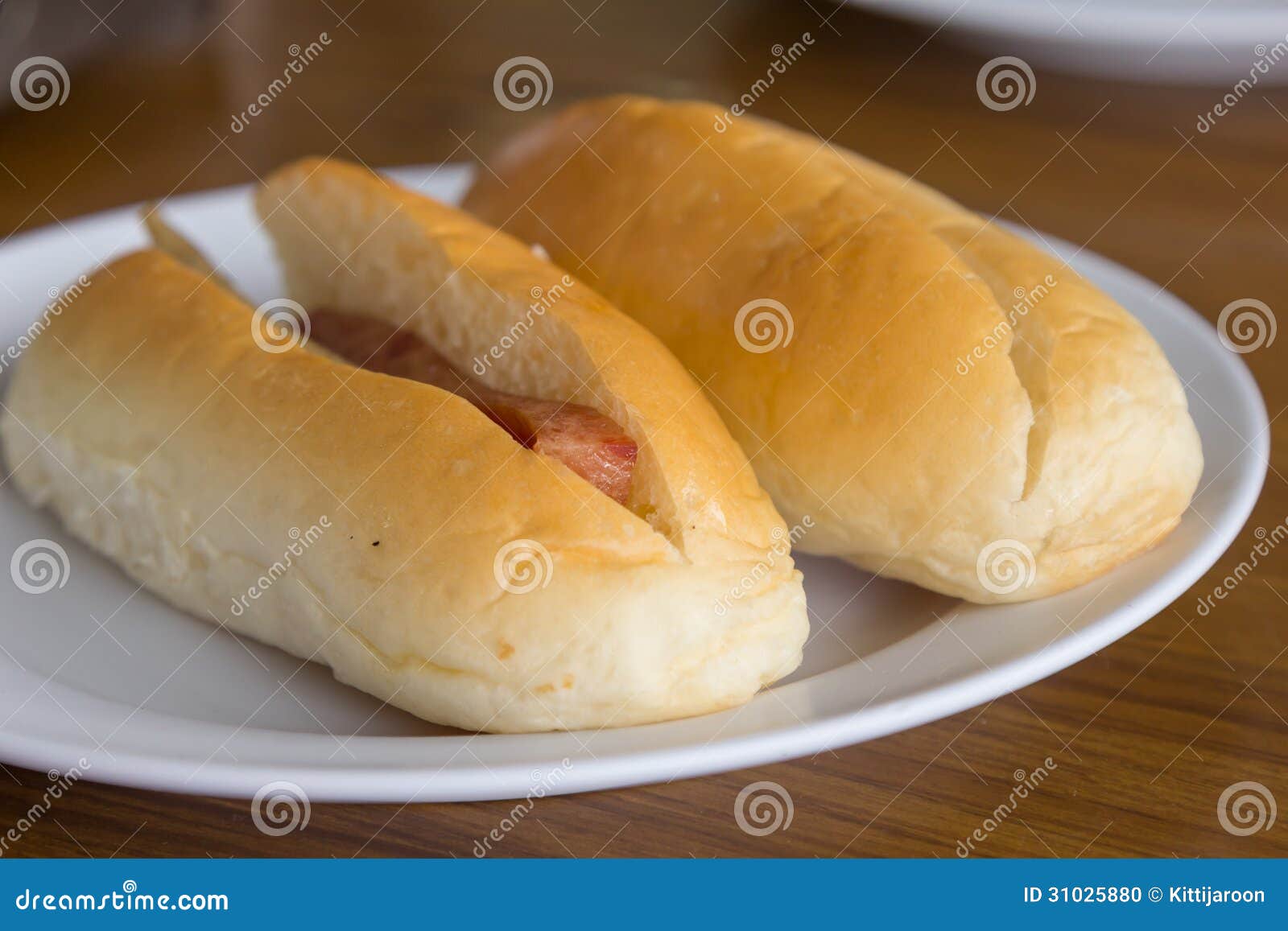 Two Pieces of Bread on a Plate Stock Photo - Image of loaf, plate: 31025880