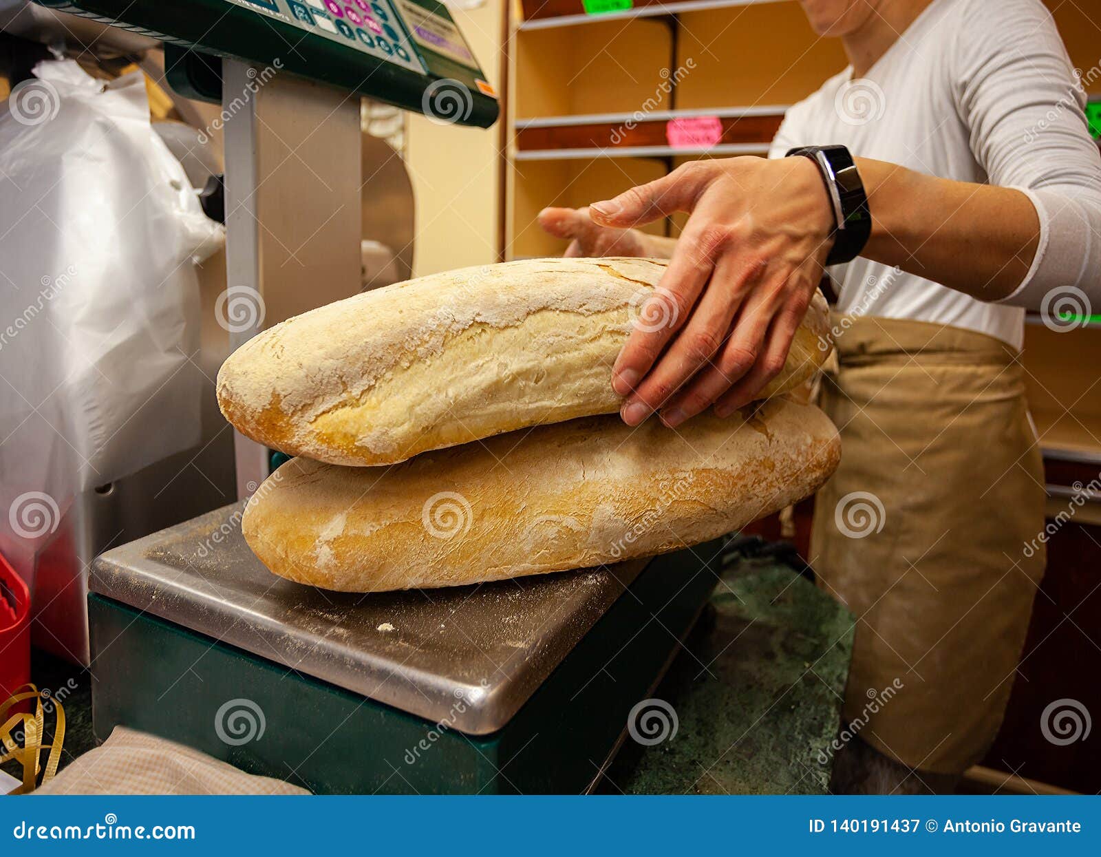 Two Pieces of Bread on the Scales Stock Image - Image of help, baked ...