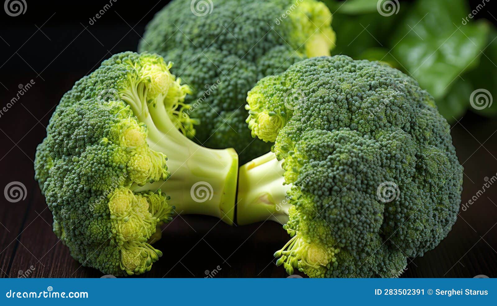 Two Pieces of Broccoli Sitting on a Table. Generative AI Image. Stock ...