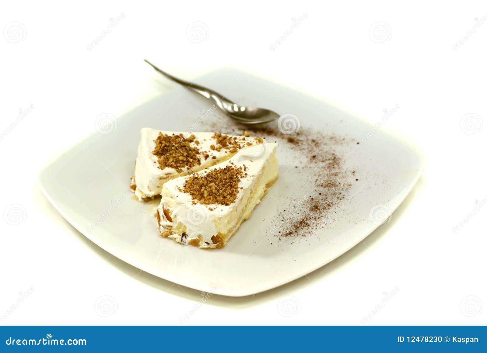 Two pieces of cake stock photo. Image of piece, custard - 12478230