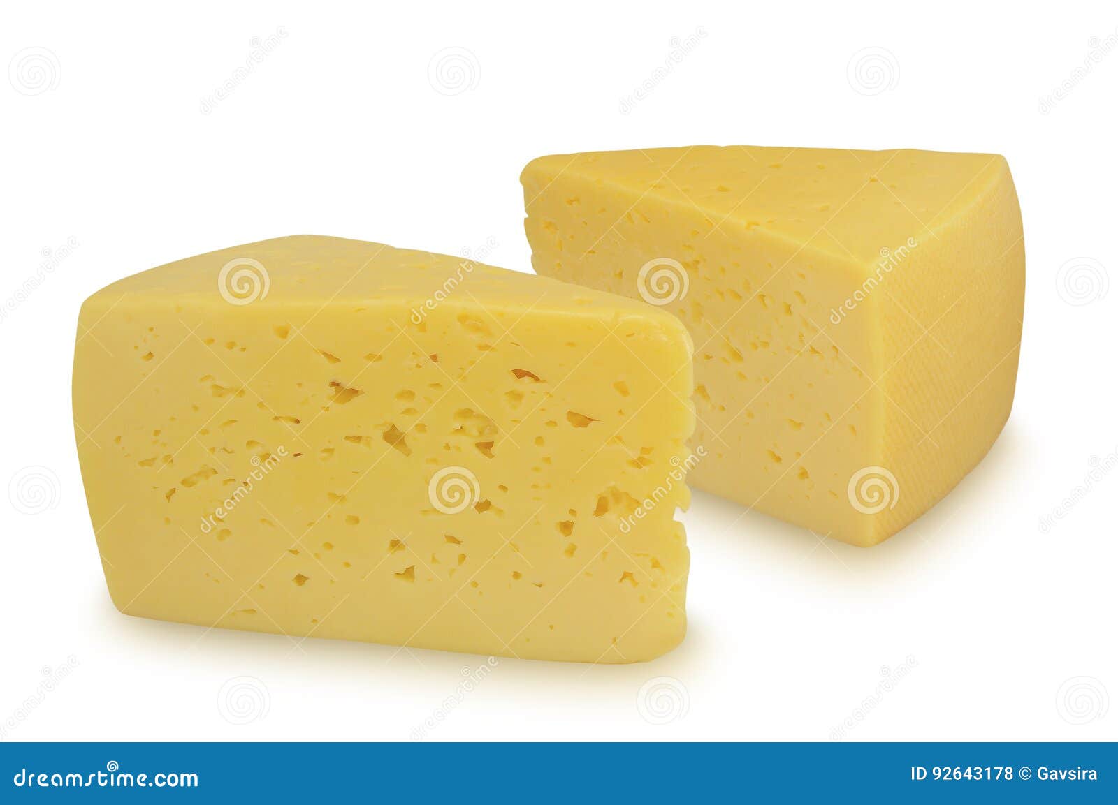 Two Pieces of Cheese Isolated on White Background Stock Photo - Image ...