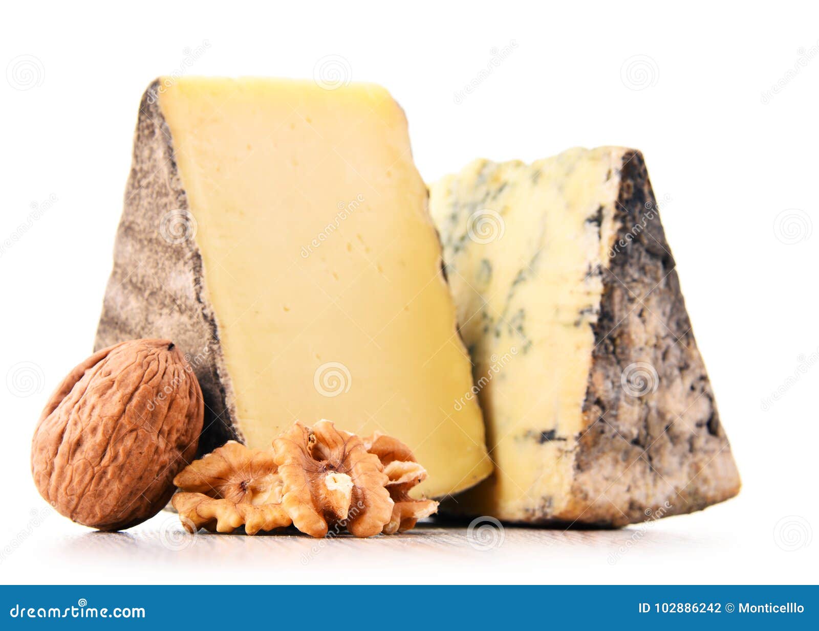 Two Pieces of Cheese Isolated in White Background Stock Photo - Image ...