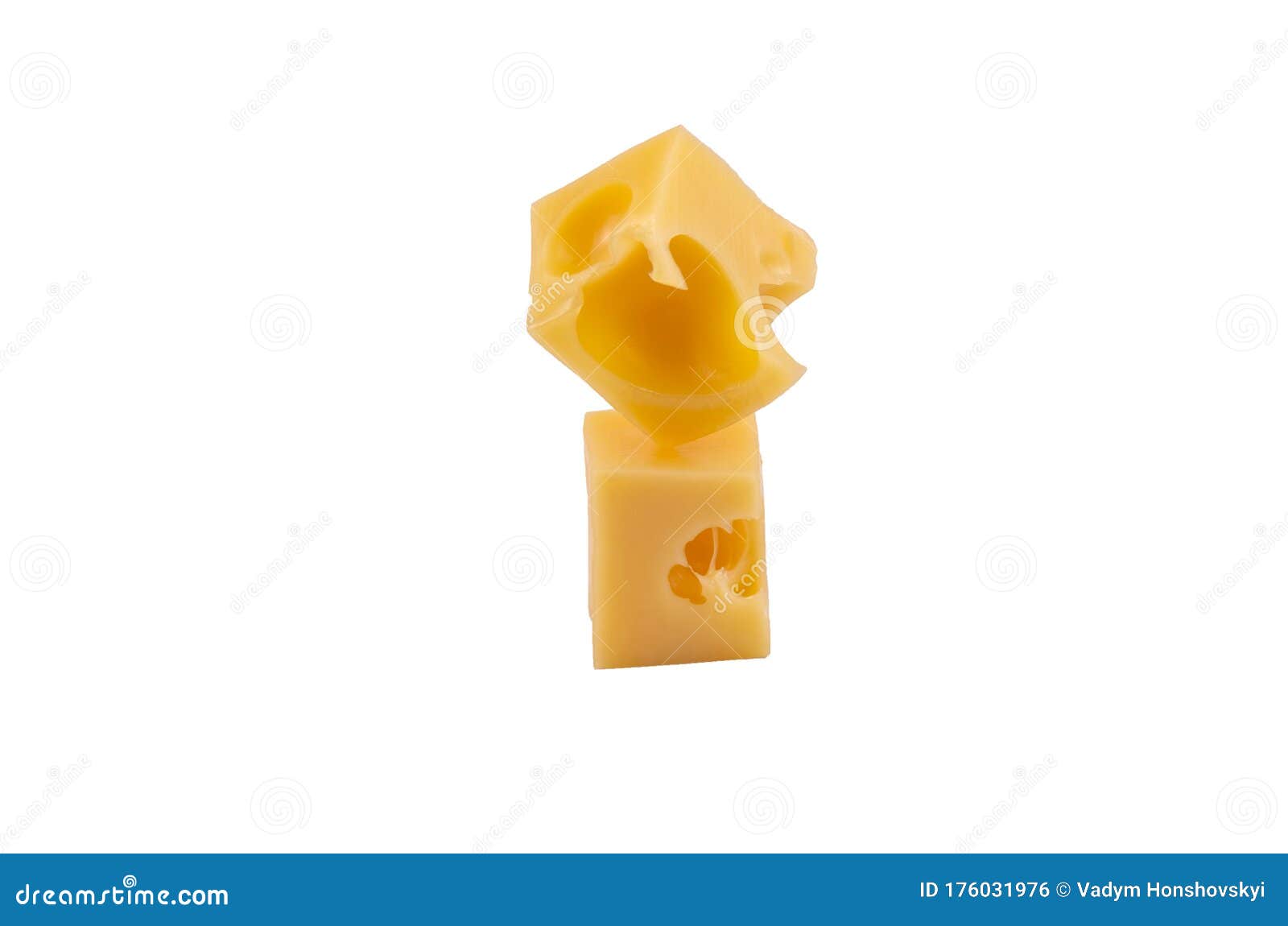 Two Pieces of Cheese on a White Background Stock Photo - Image of ...
