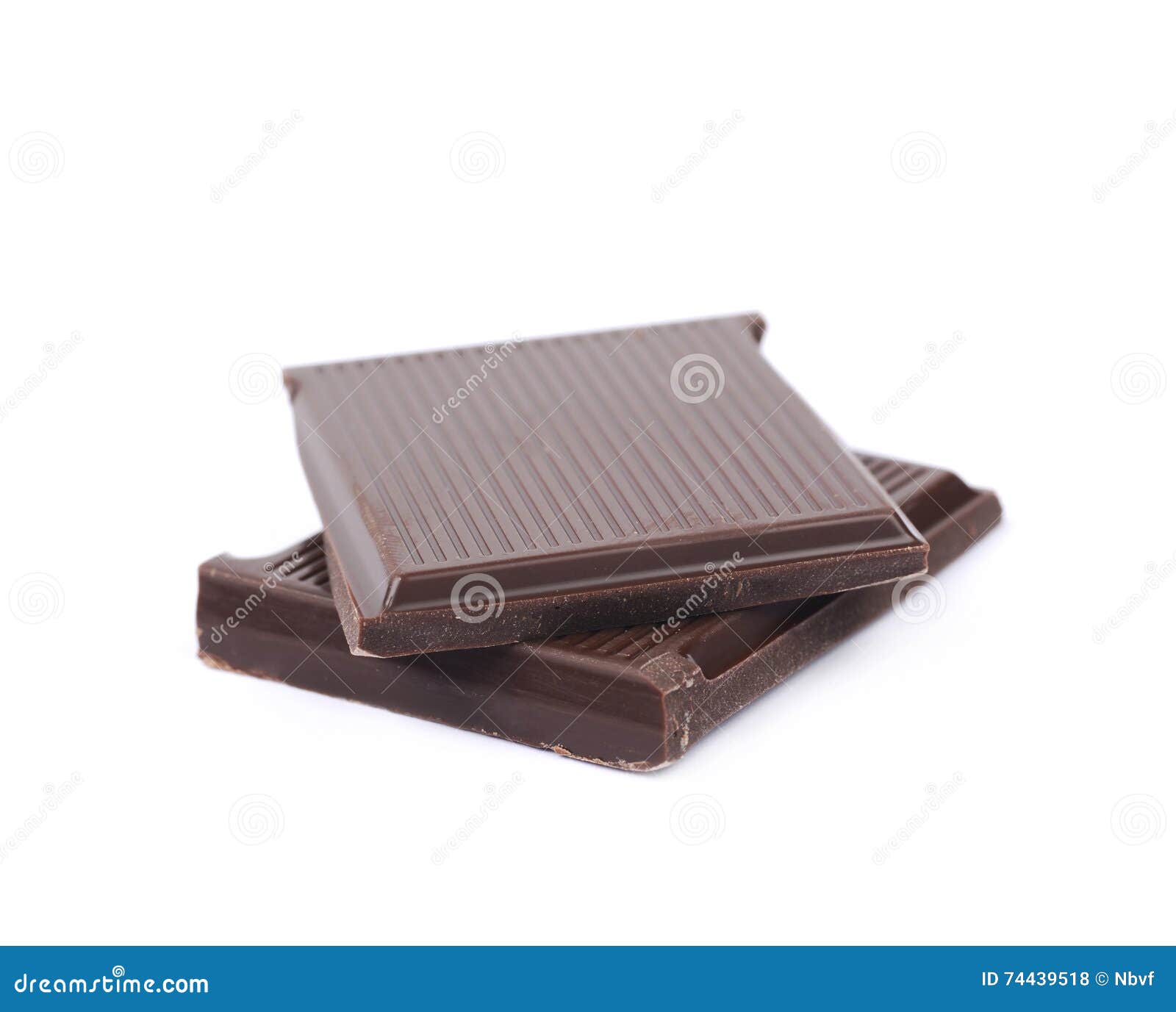 Two Pieces of Chocolate Bars Isolated Stock Photo - Image of black ...