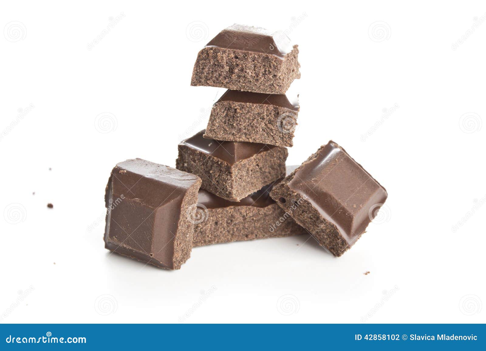 Two pieces of chocolate stock photo. Image of diet, calorie - 42858102