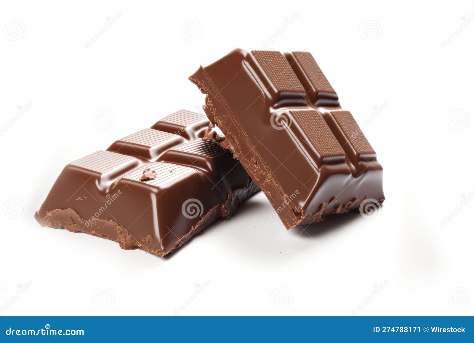 Two Pieces of Chocolate are Shown on a White Surfaces Stock ...