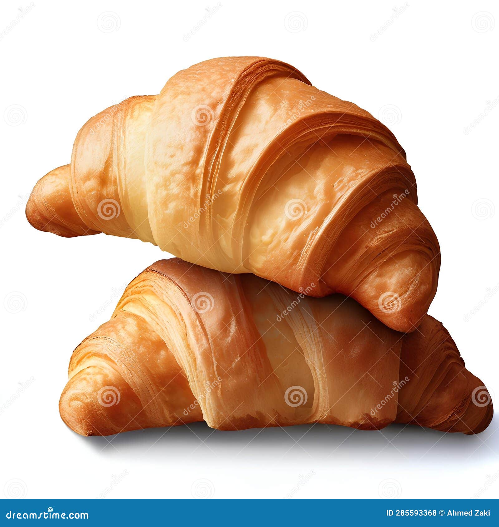 Two Pieces of Croissant in a Stack are Isolated on a White Background ...