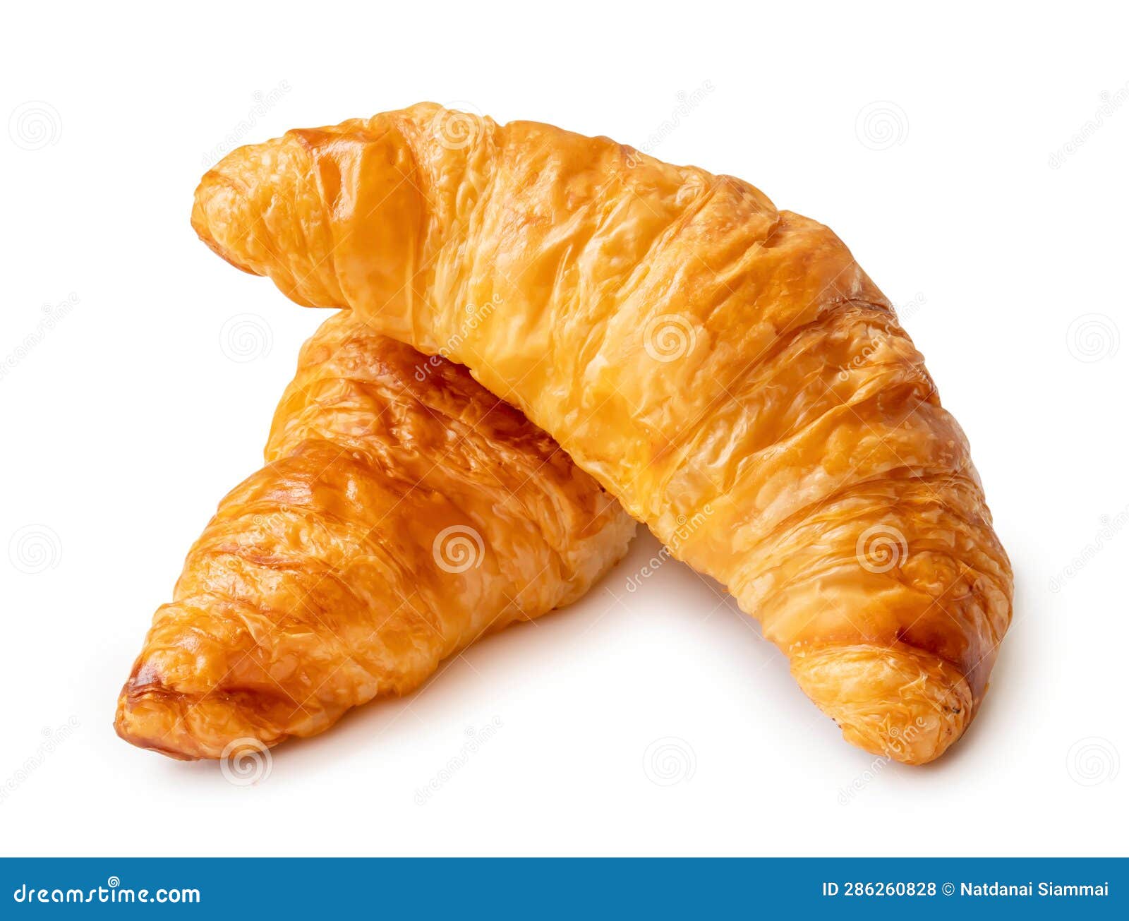 Two Pieces of Croissant in Stack Isolated on White Background with ...