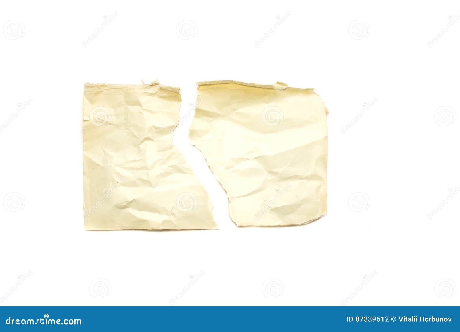 Two Pieces of Paper Isolated on White Background Stock Photo - Image of ...