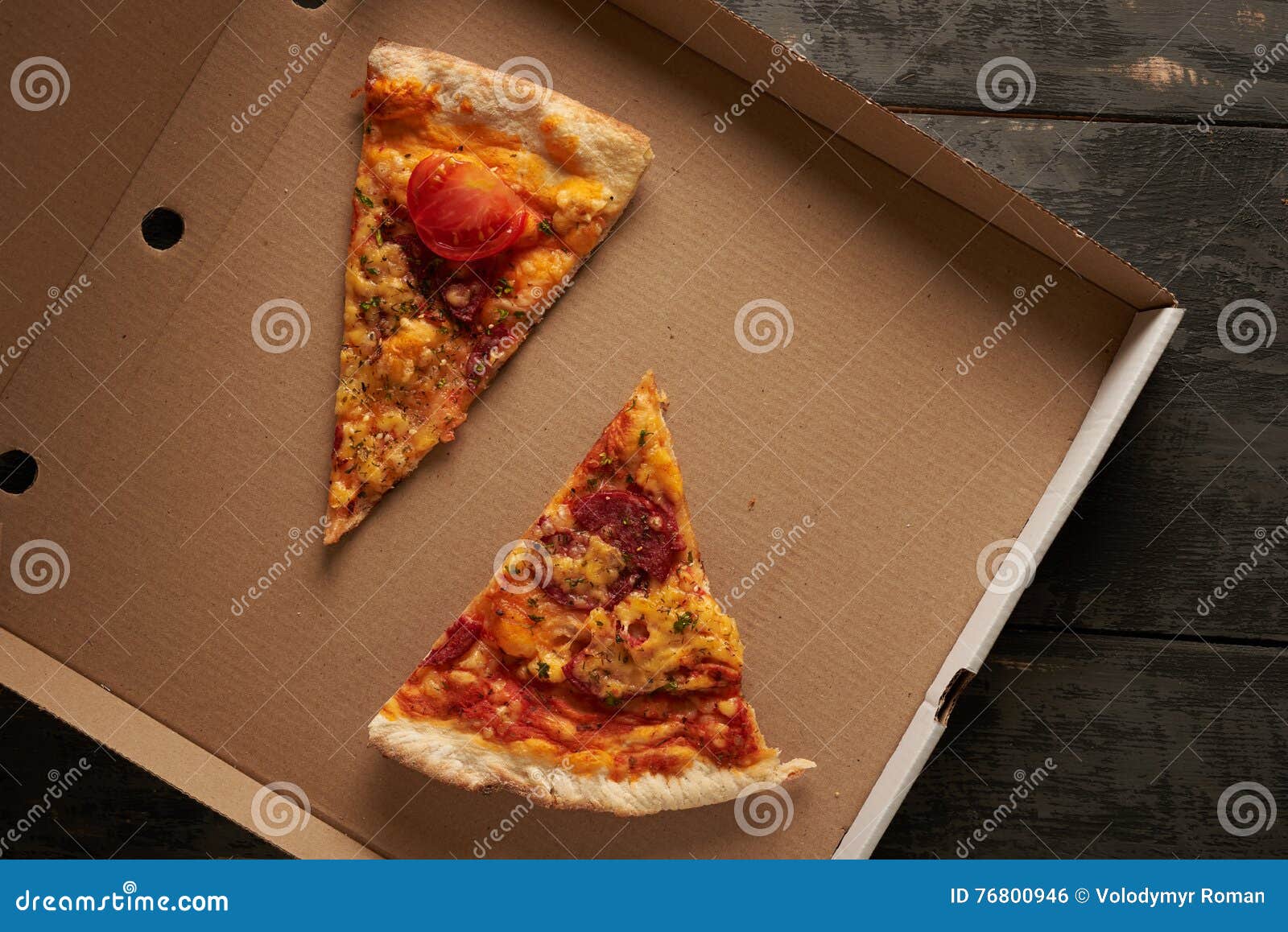 Two Pieces of Pizza in Package Stock Photo - Image of filling, cuisine ...