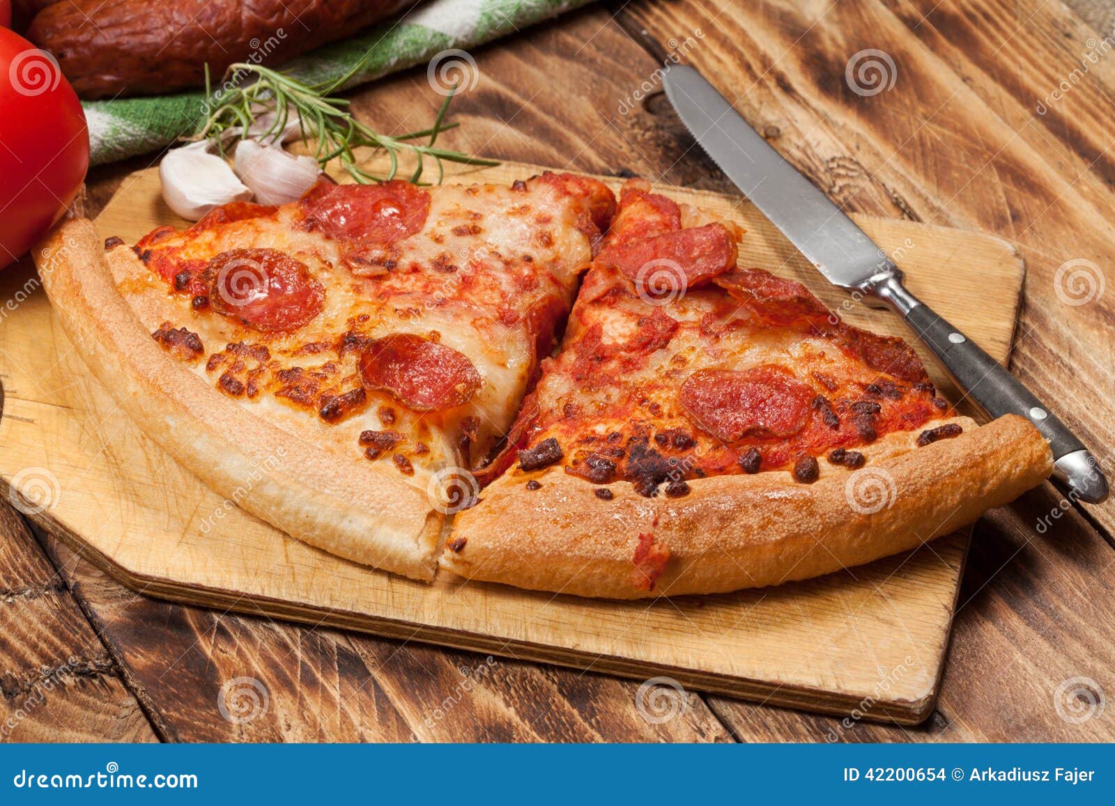 Two pieces of pizza. stock photo. Image of eating, plate - 42200654