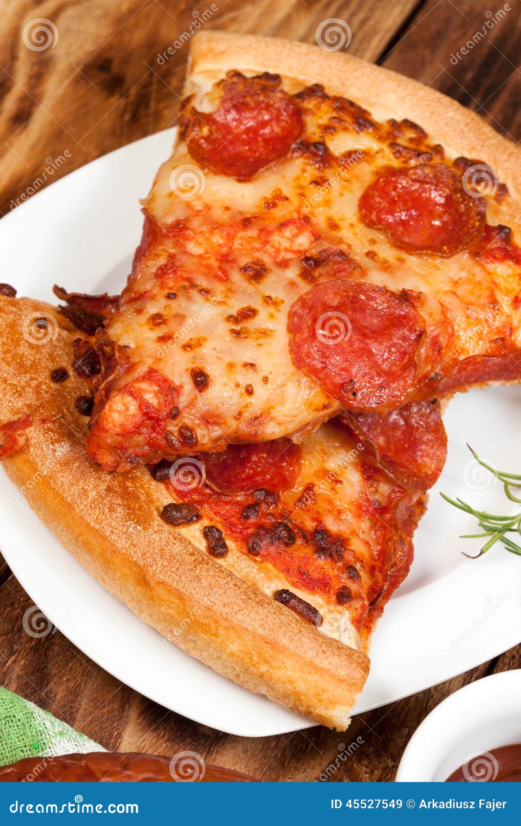 Two pieces of pizza. stock image. Image of food, dinner - 45527549