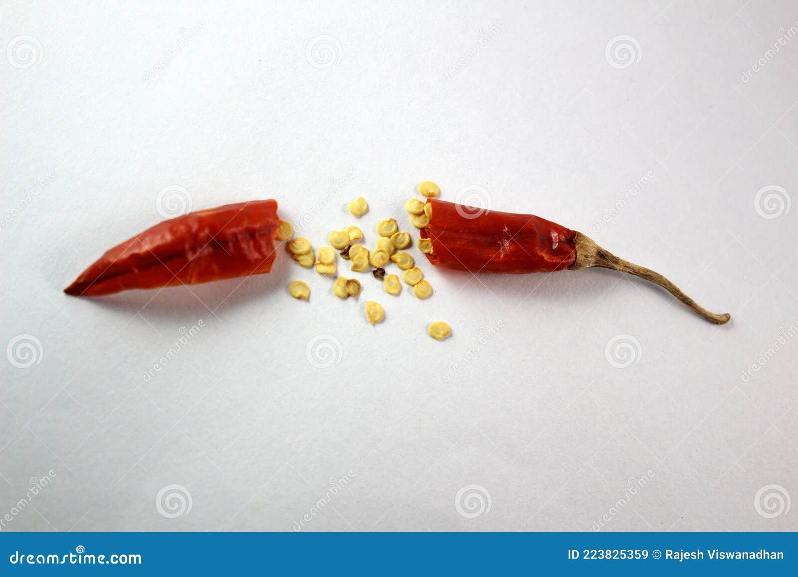 Two Pieces of Red Dried Chilly and Chilly Seeds Stock Image - Image of ...