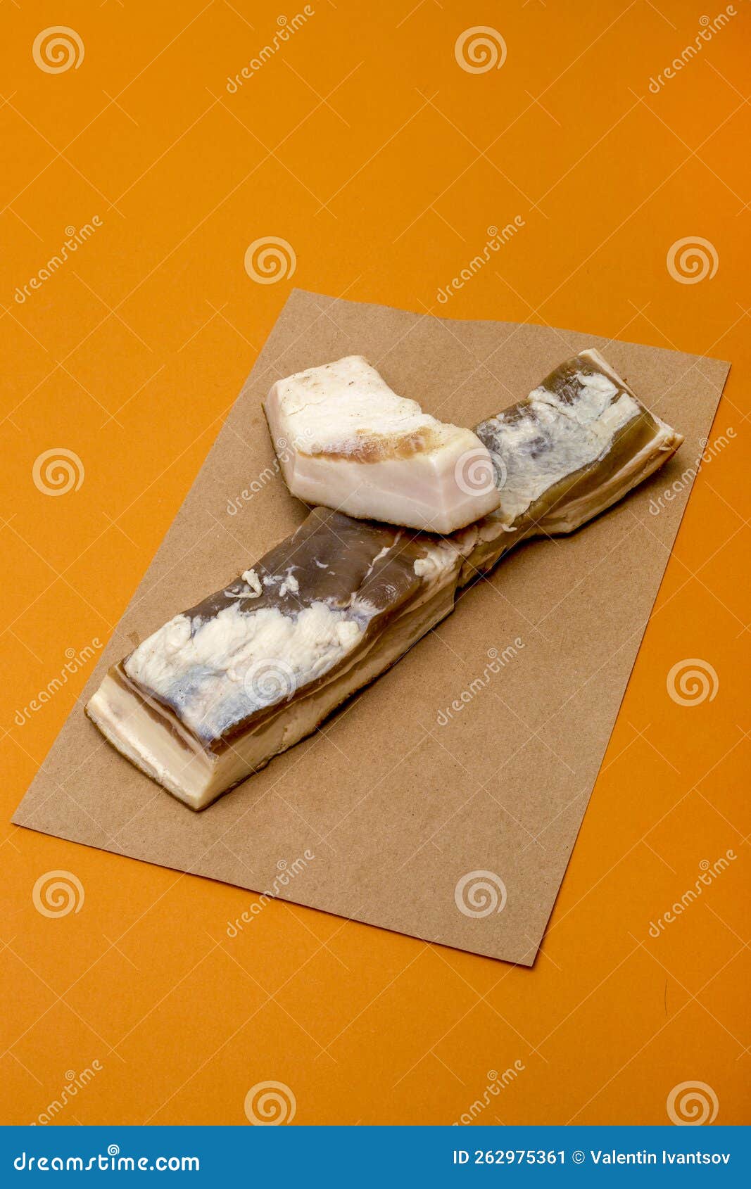 Two Pieces of Salted Bacon on Craft Paper Stock Image - Image of paper ...