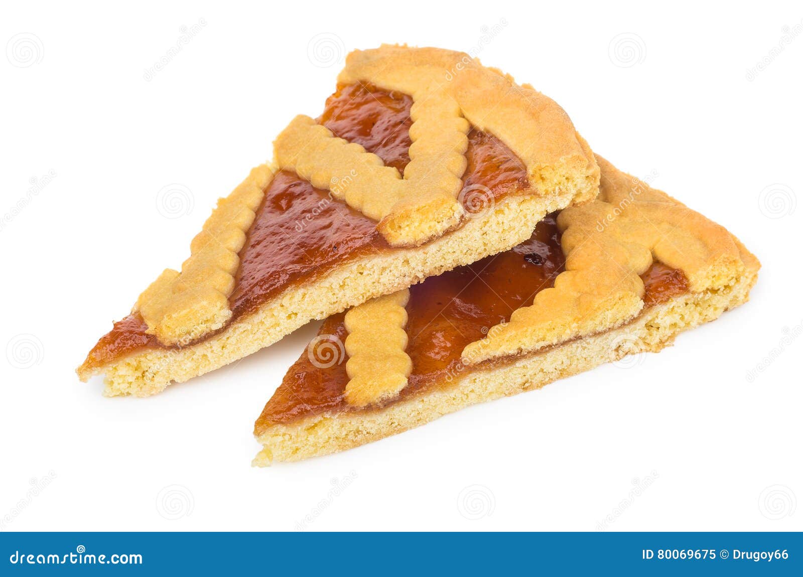 Two Pieces of Shortbread Pie Isolated on White Stock Image - Image of ...
